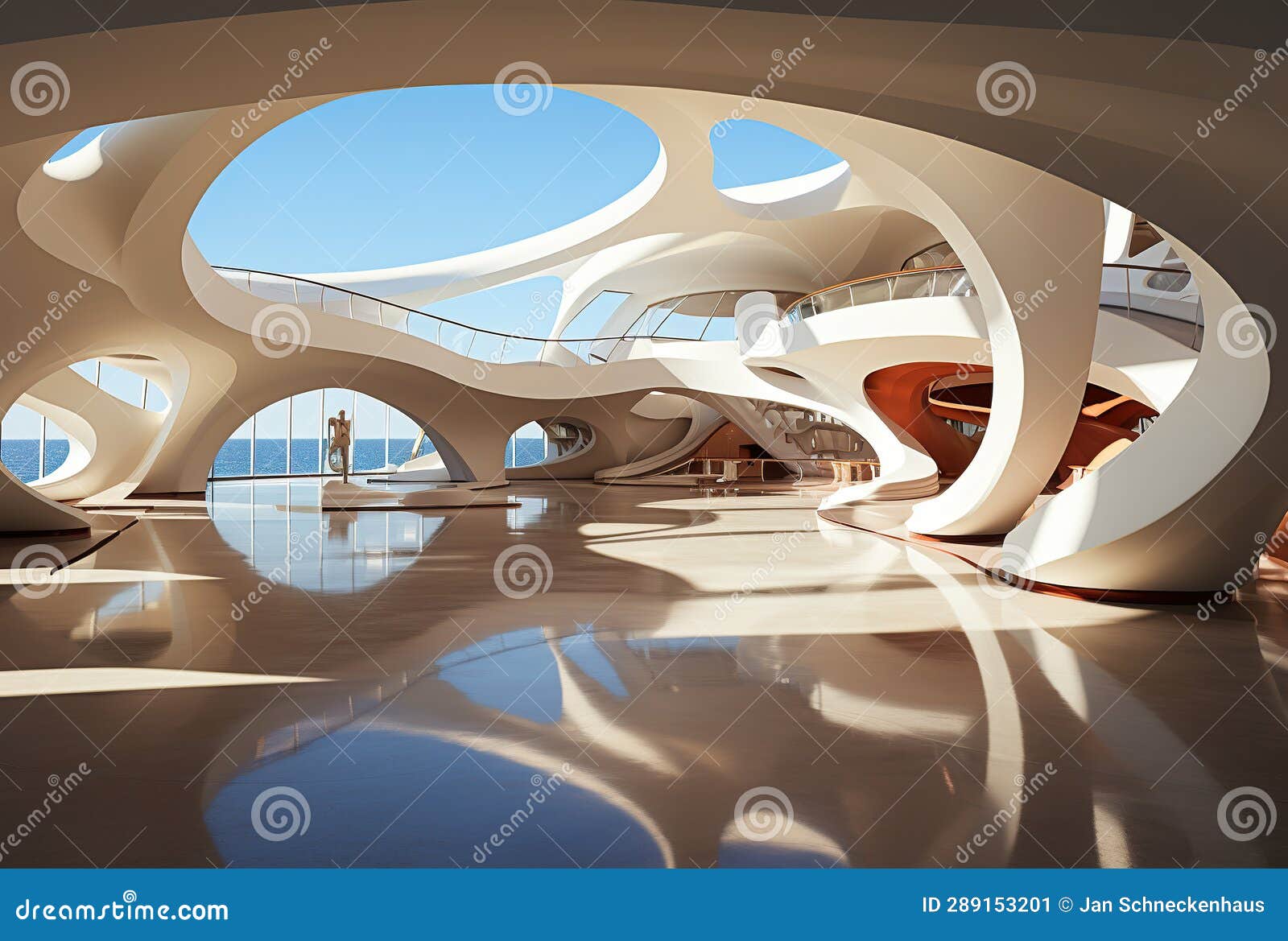 Beautiful Modern Futuristic Building Interior Architecture Stock ...