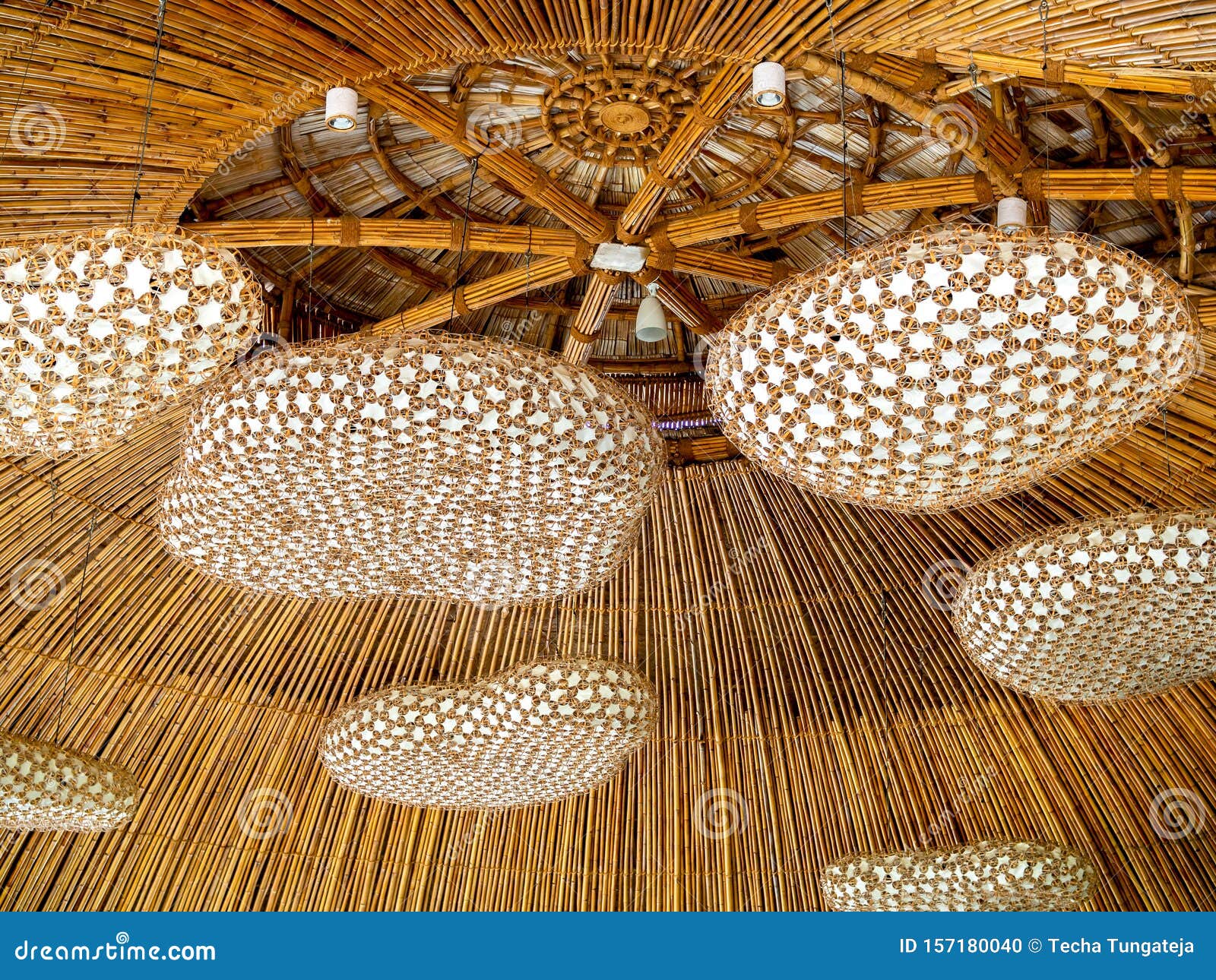 Bamboo Ceiling Pattern In Bamboo House In Bali Island, Indonesia ...
