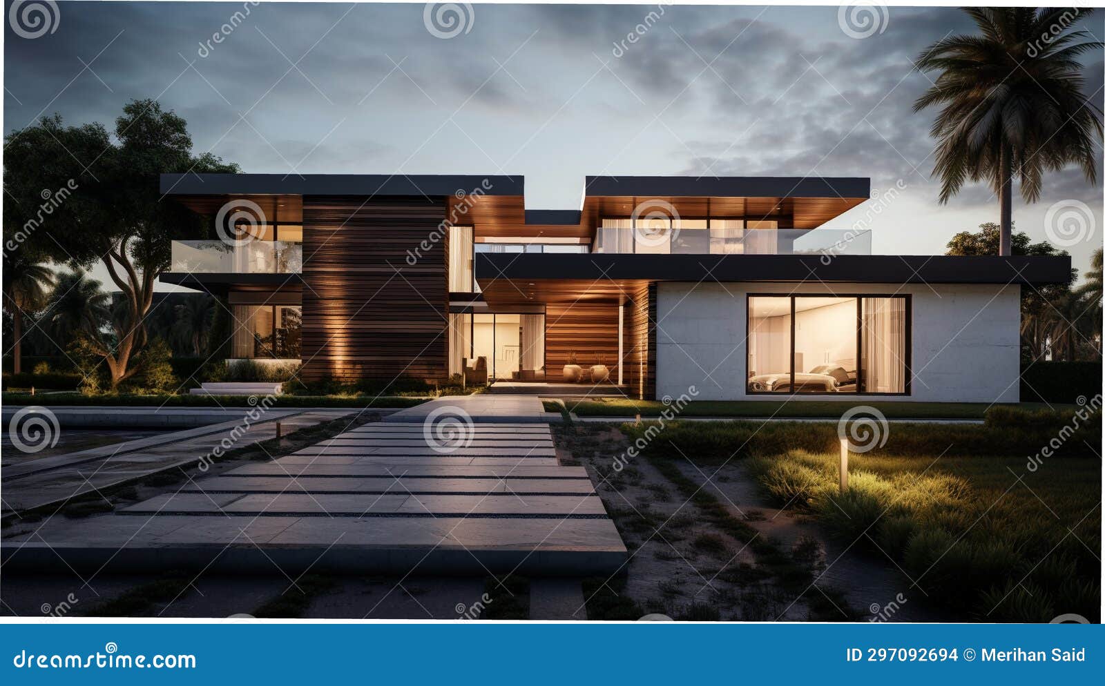 Beautiful Modern Home Exterior, AI Generative Stock Illustration ...