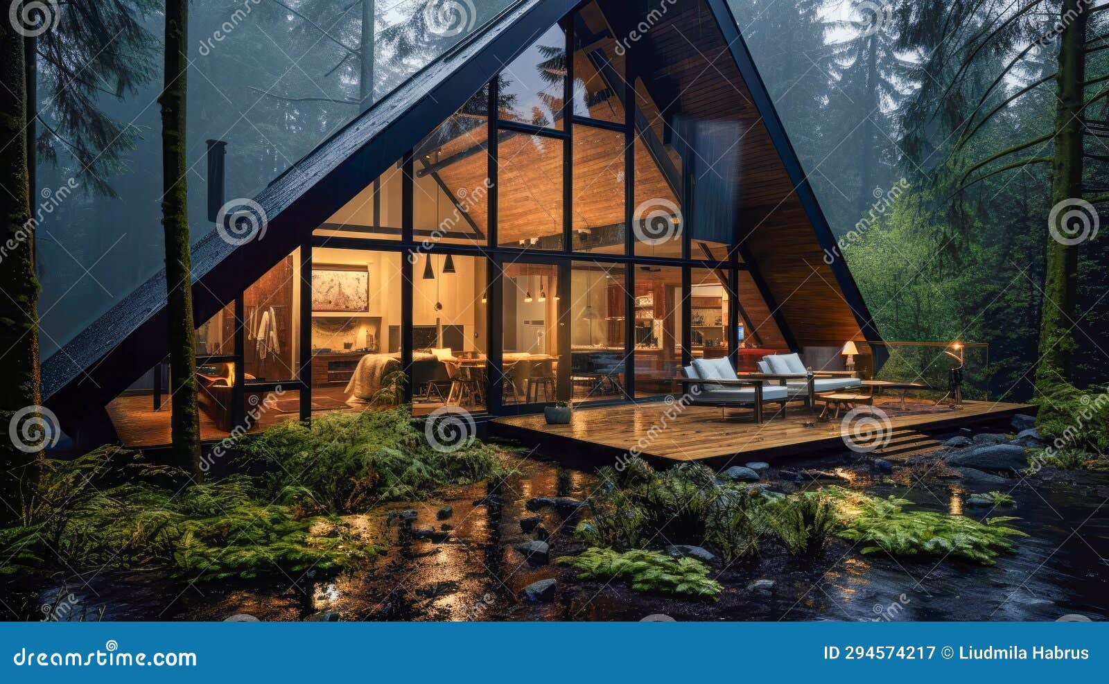 Beautiful Modern House in the Forest Stock Image - Image of style ...