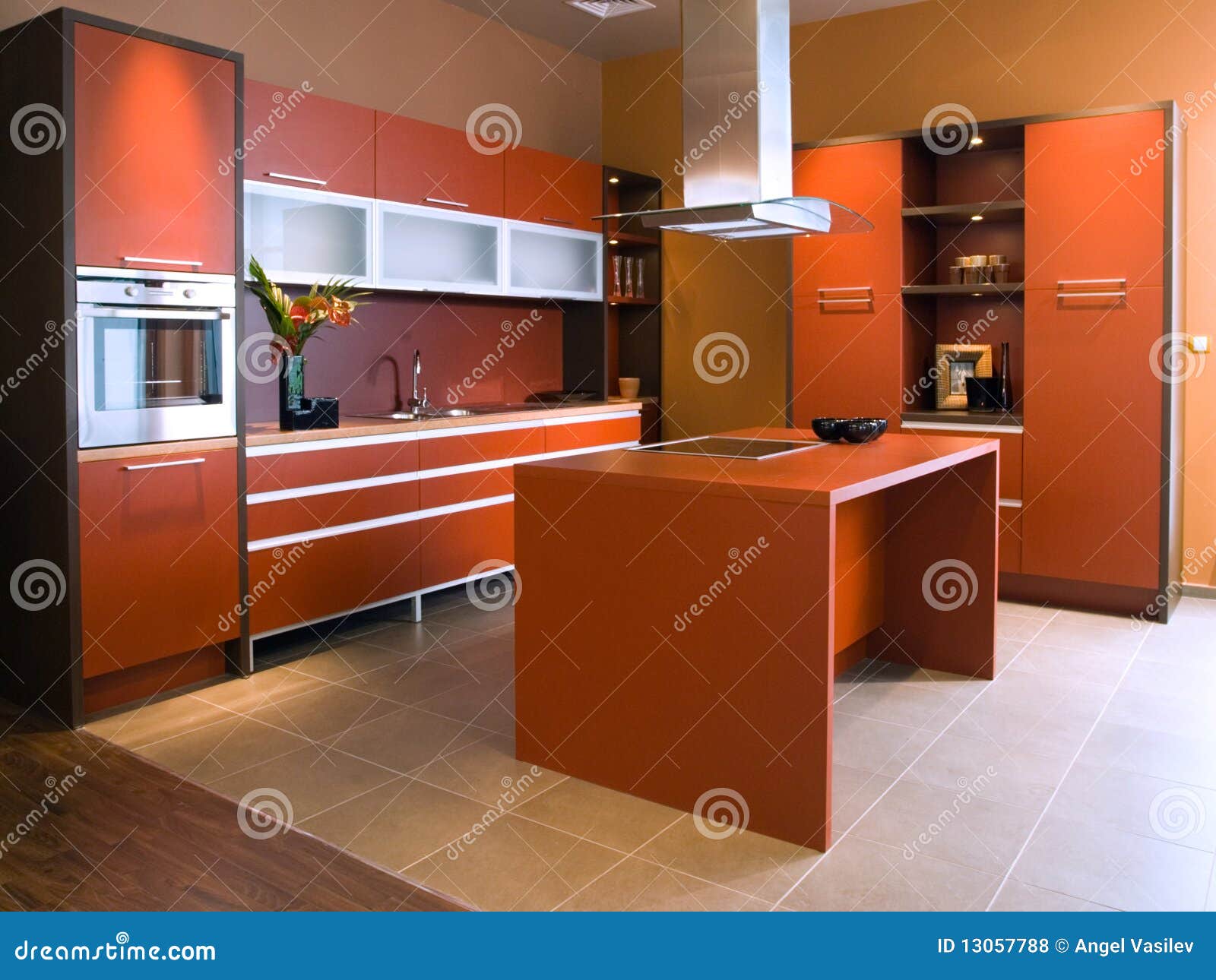 Beautiful and Modern Kitchen Interior Design. Stock Photo - Image of ...