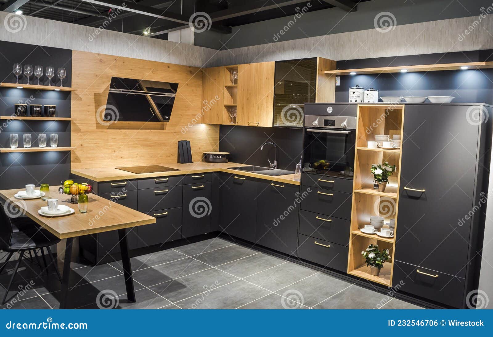 Beautiful Modern Kitchen in Luxury Contemporary Home Interior Editorial ...