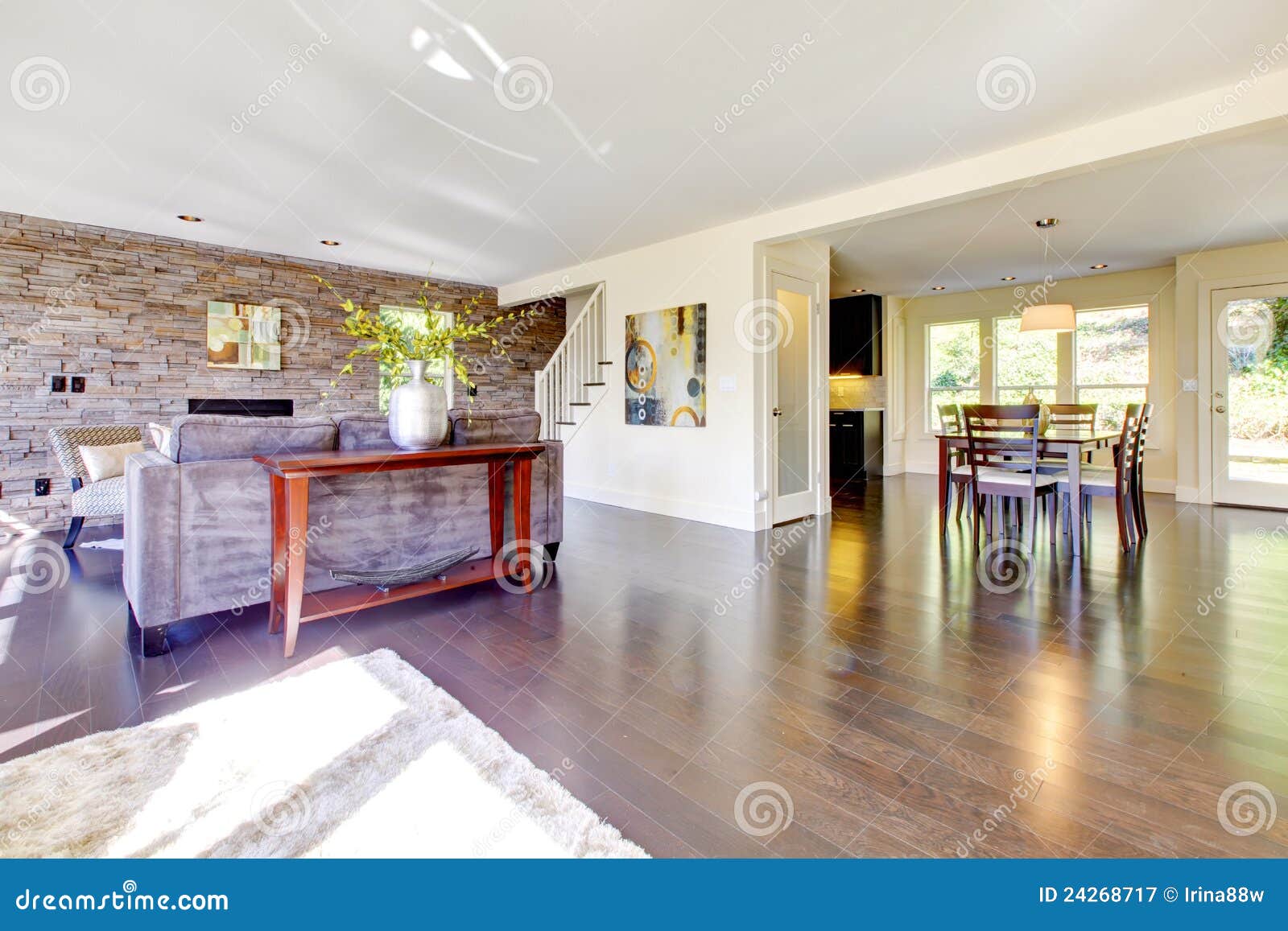 Beautiful Modern Large Bright Living Room. Stock Image - Image of ...