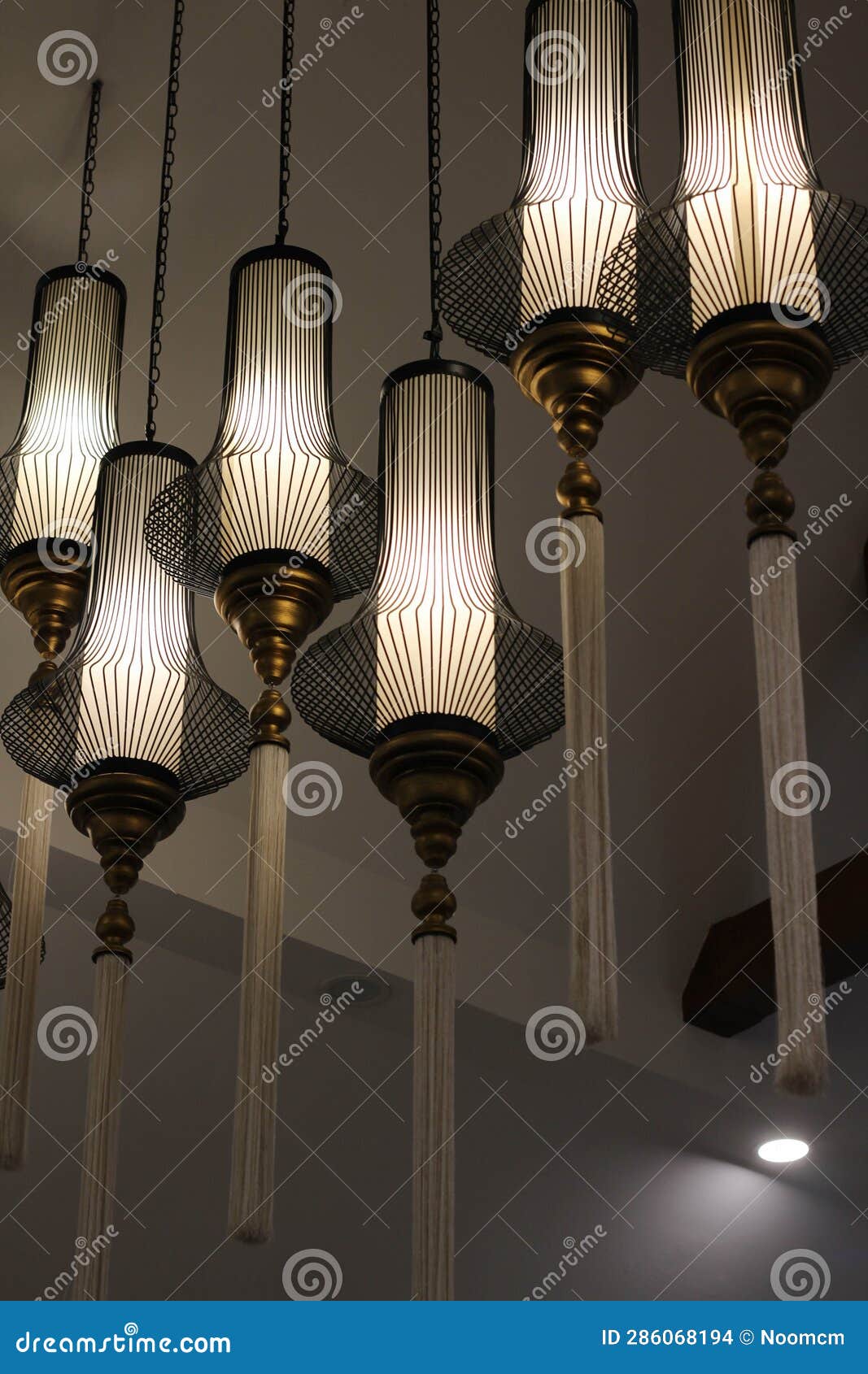 A Modern Lighting Lamp Hanging on Ceiling Stock Photo - Image of decor ...