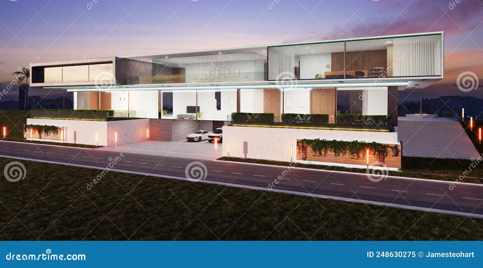 Beautiful Modern Luxury Villa Stock Illustration - Illustration of ...