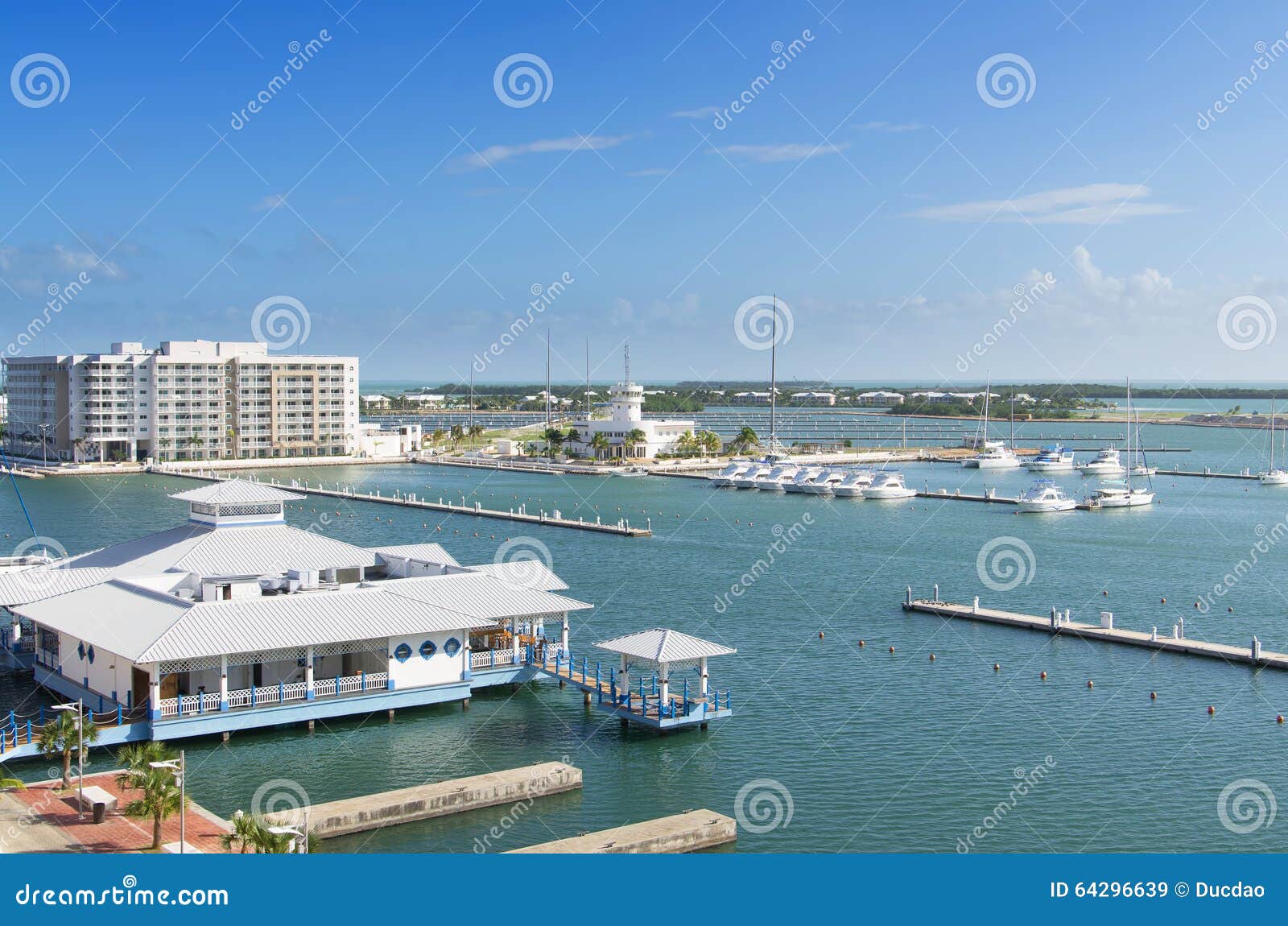 Beautiful modern marina stock image. Image of club, bungalow - 64296639