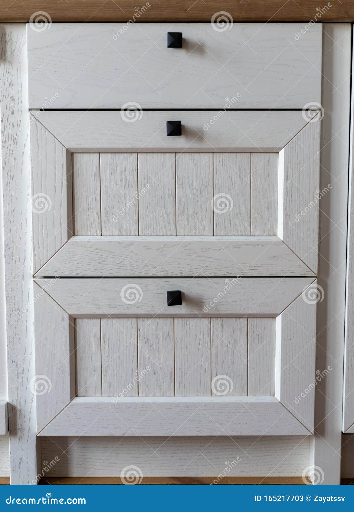 Beautiful Modern White Kitchen Drawers Made of Solid Wood Close-up ...