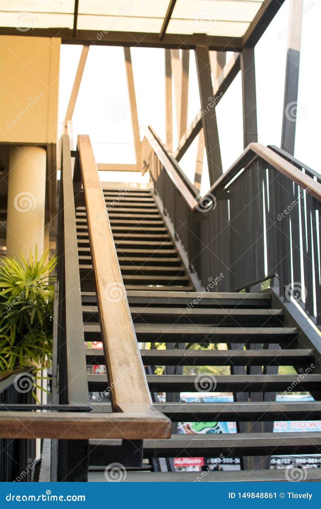 Beautiful Modern Wood Stair and White Interior Stock Image - Image of ...