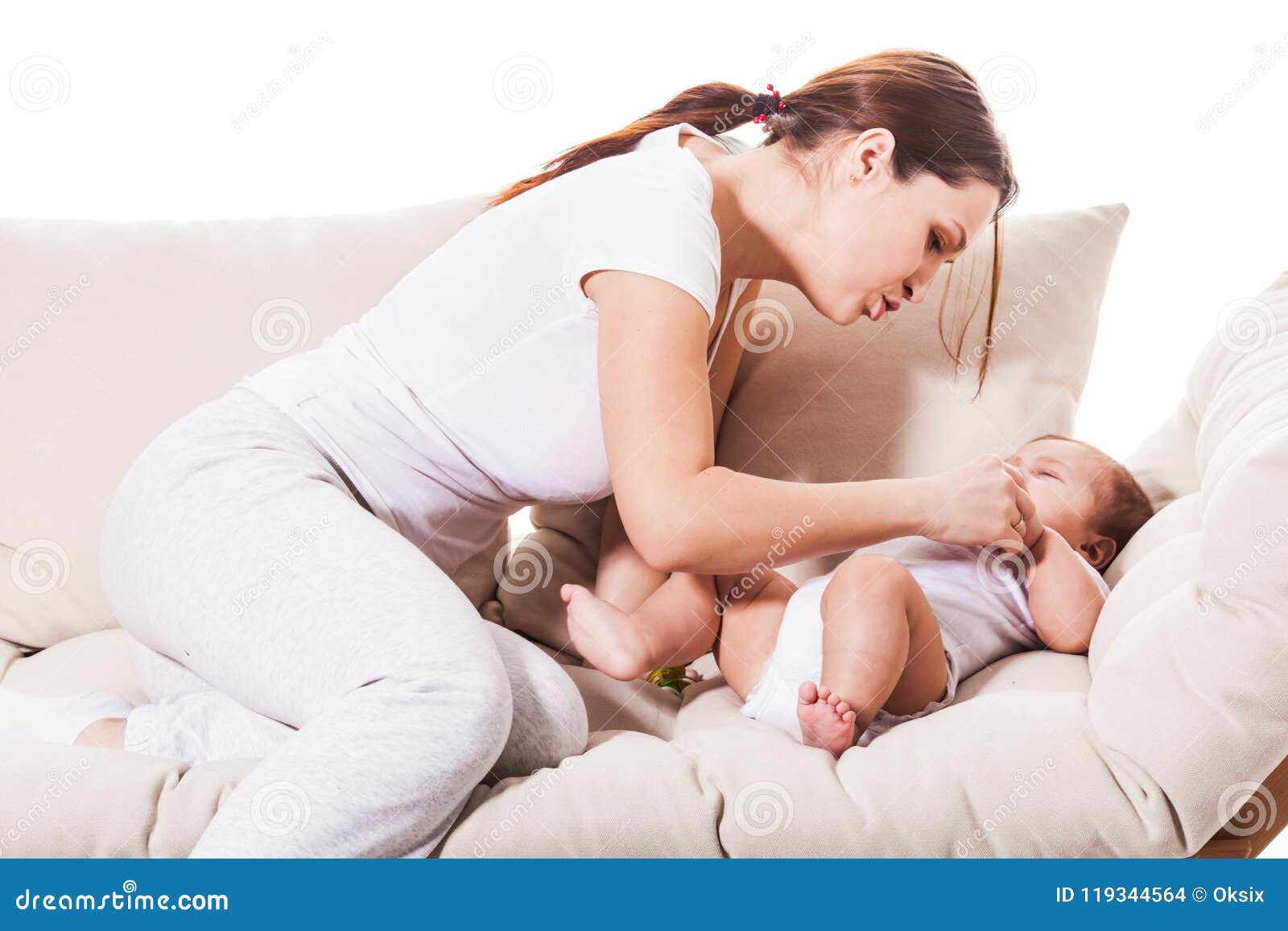 Mom comforts kid stock photo. Image of love, adorable - 119344564