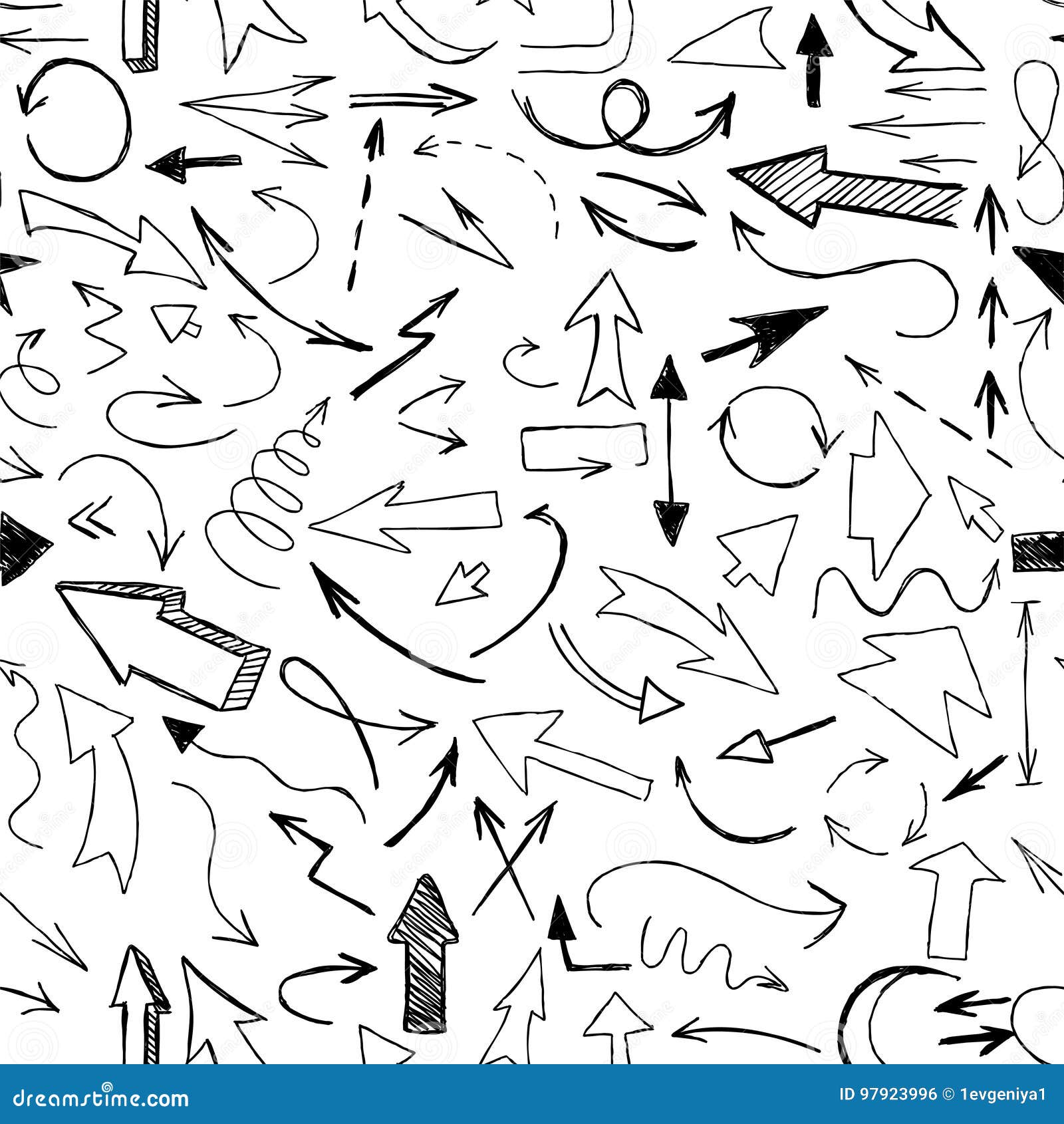 Beautiful Monochrome, Black and White Seamless Pattern with Doodle ...