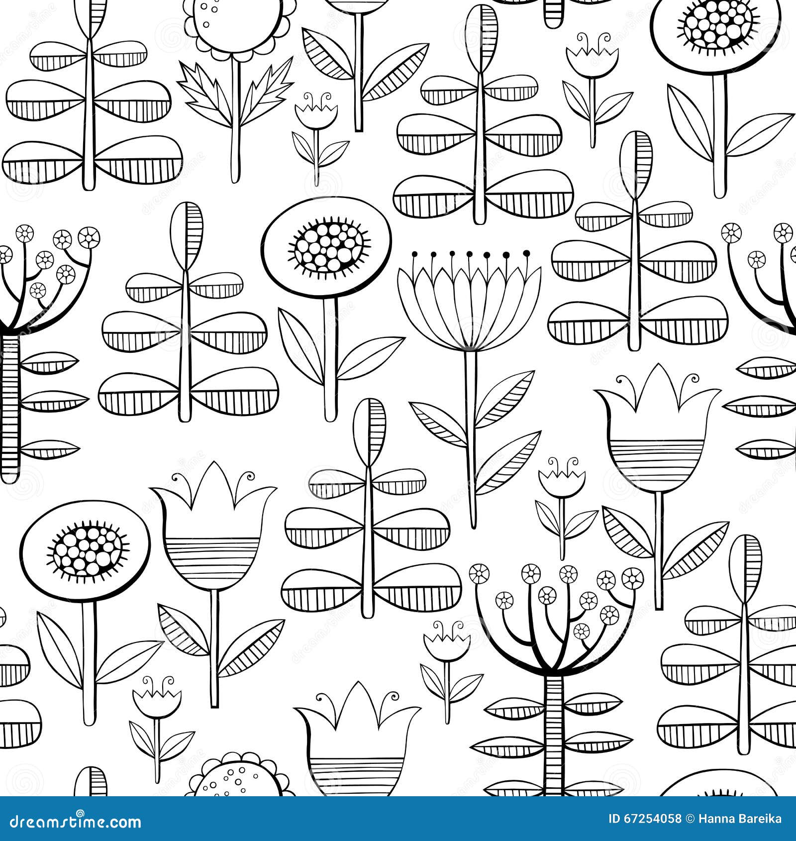 Beautiful Monochrome Flowers Set. Vector Illustration. Stock Vector ...