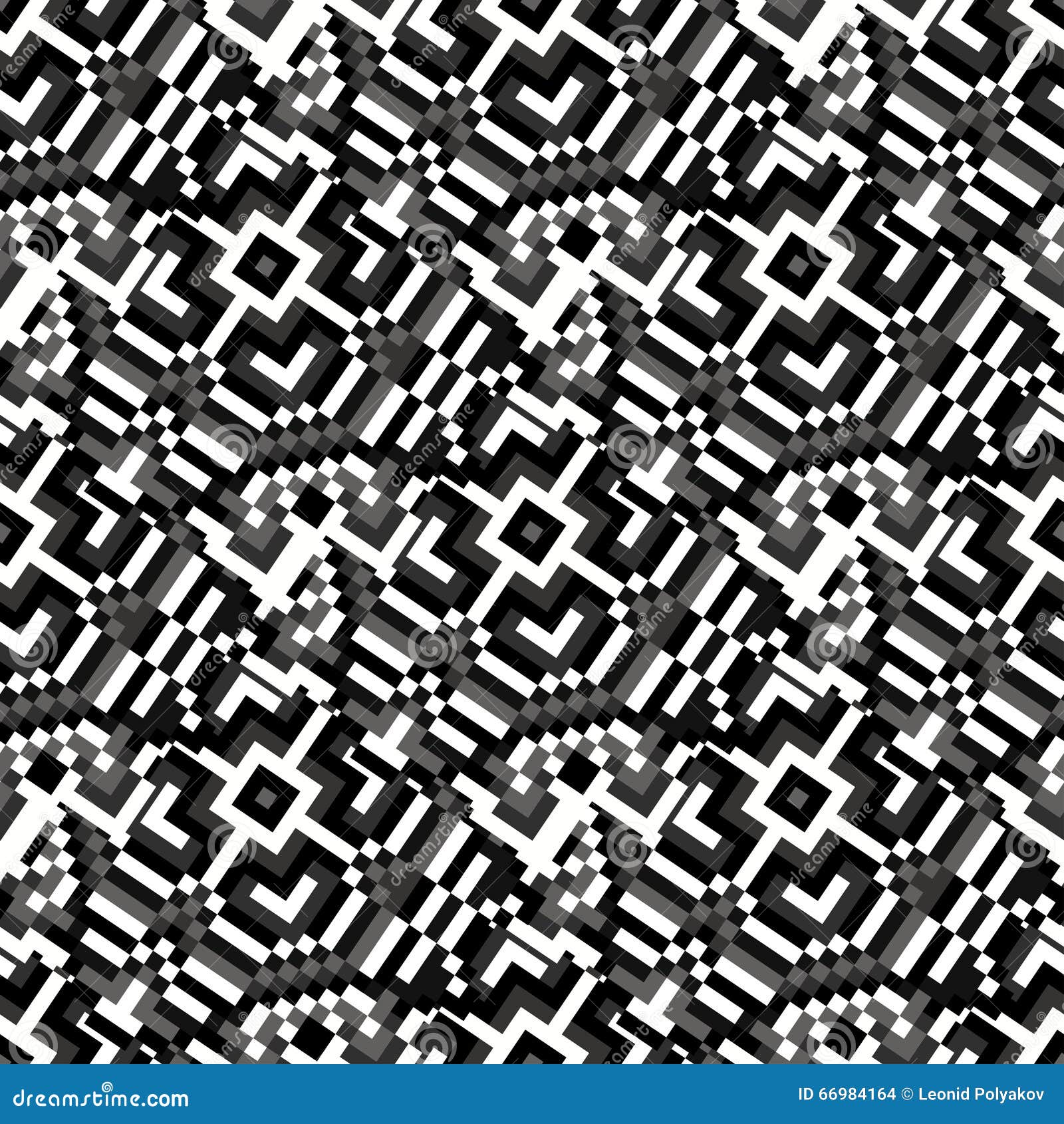 Beautiful Monochrome Pixels Geometric Abstract Seamless Pattern Stock ...