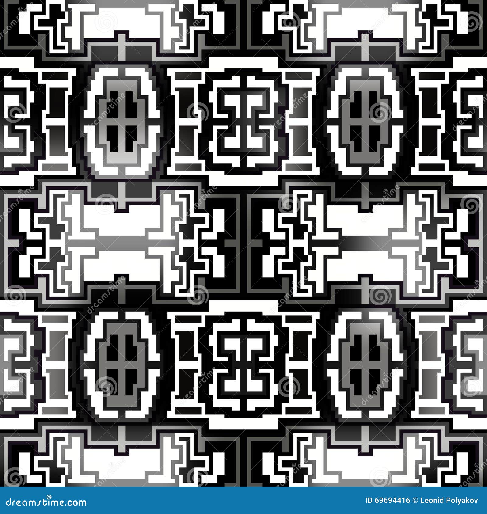 Beautiful Monochrome Pixels Geometric Seamless Pattern Stock Vector ...