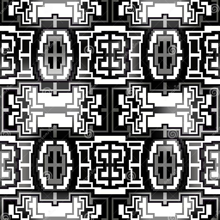 Beautiful Monochrome Pixels Geometric Seamless Pattern Stock Vector ...