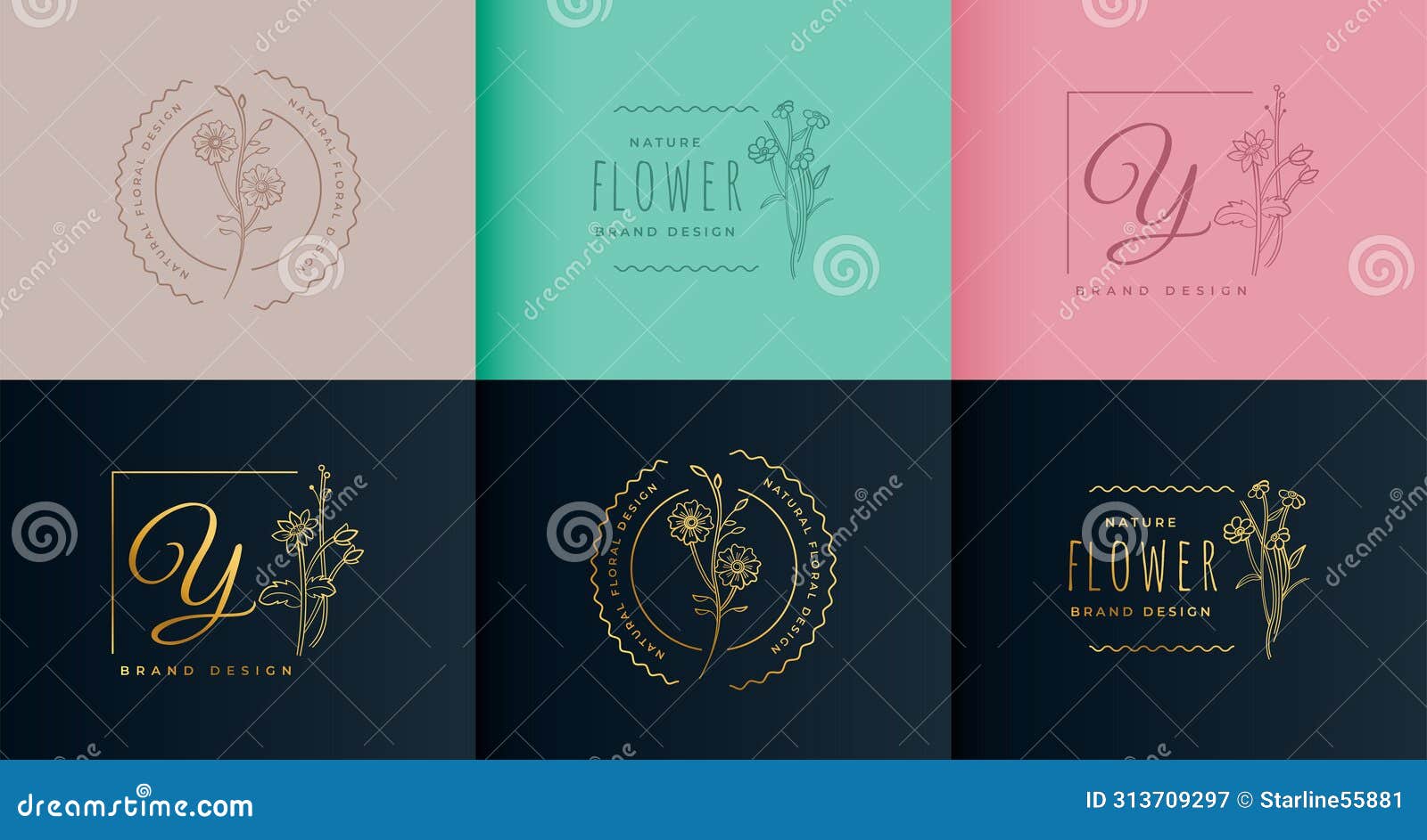 Beautiful Monogram Flower Logotype Collection Design Stock Vector ...