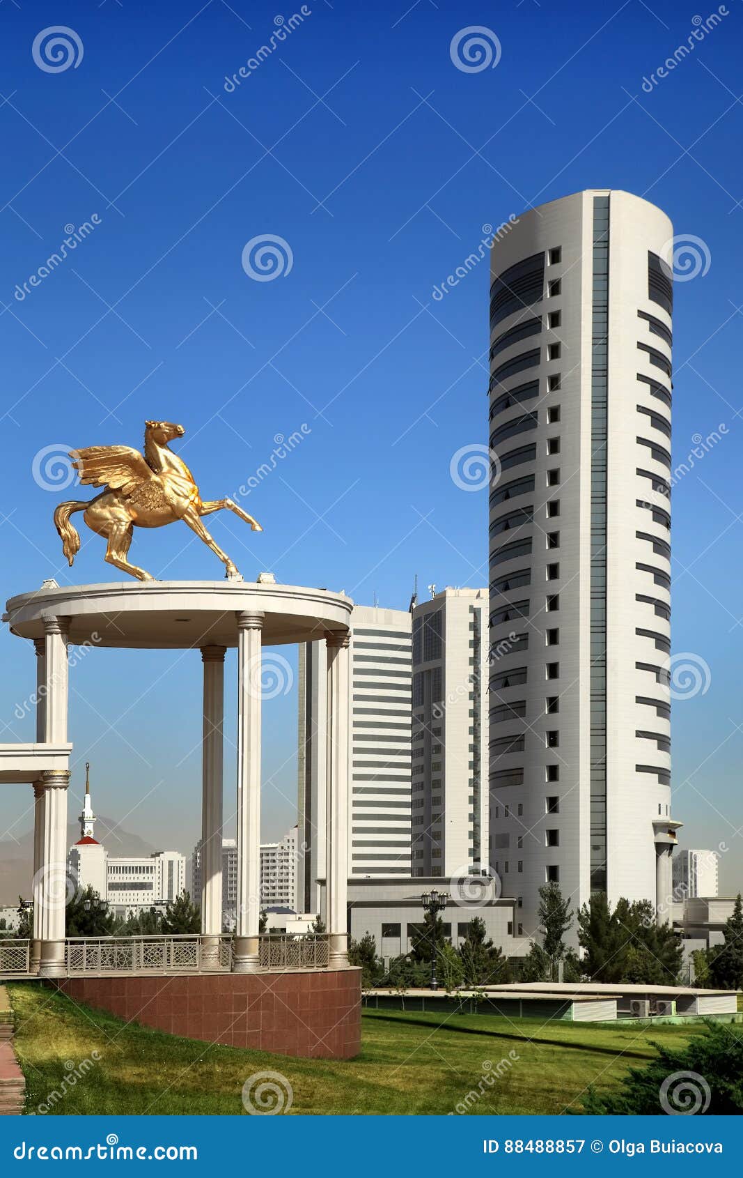Beautiful Monument and Modern Buildings As Background Stock Image ...