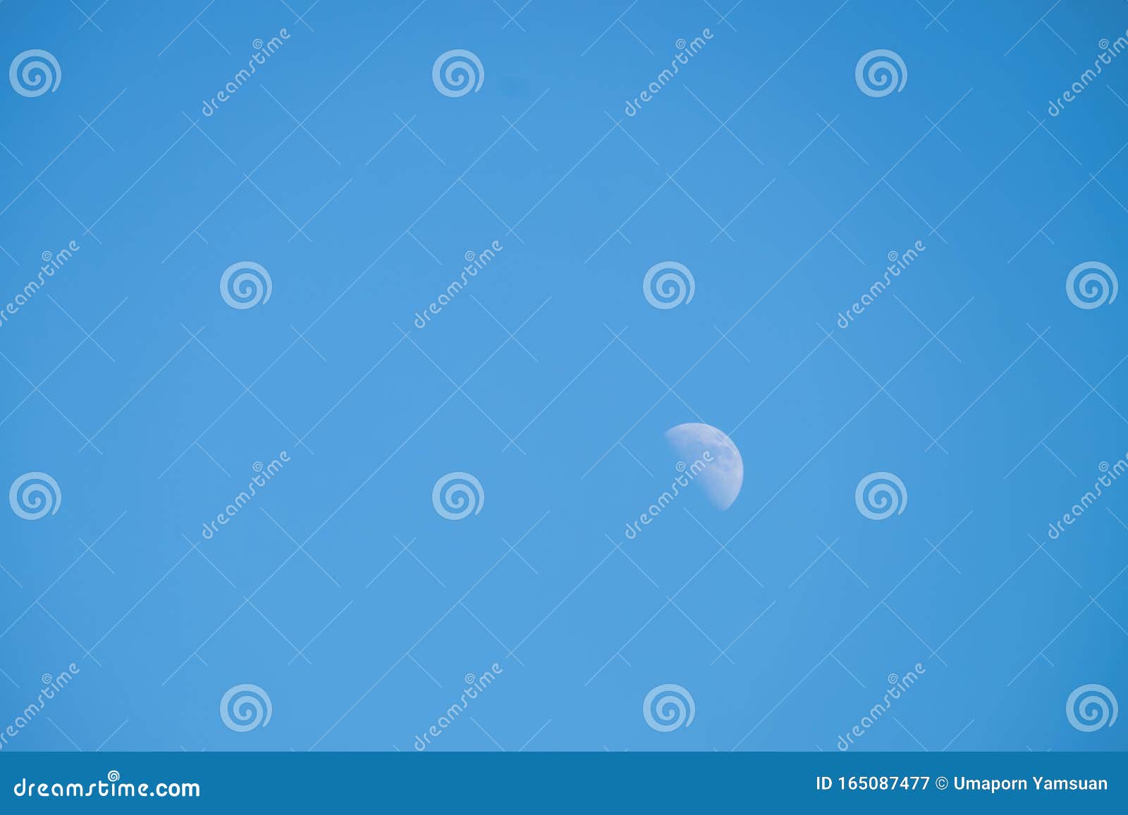 Beautiful Moon with Blue Sky Background, Moon in the Late Afternoon ...