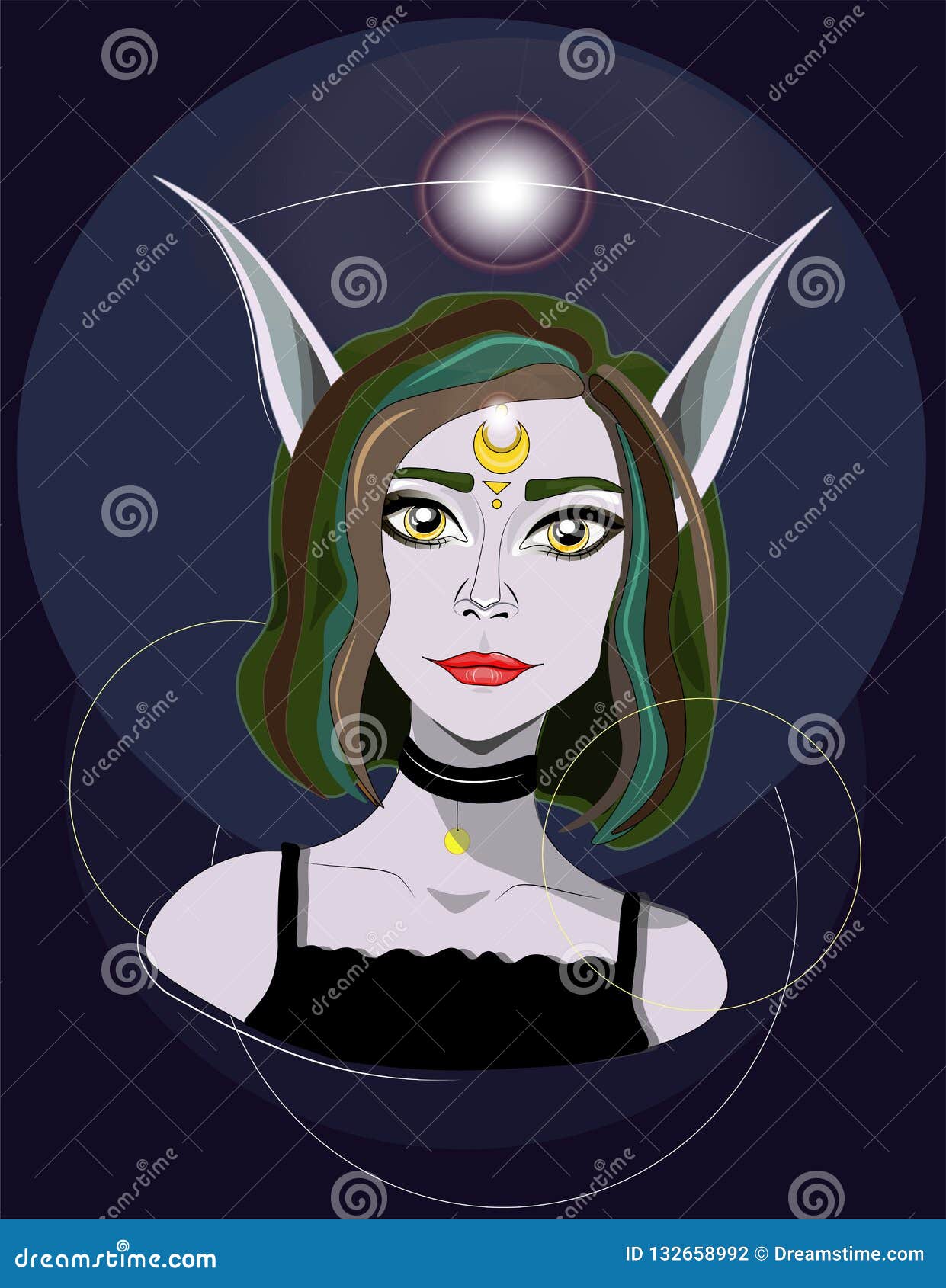 Beautiful Moon Elf Constellations Stock Illustration - Illustration of ...