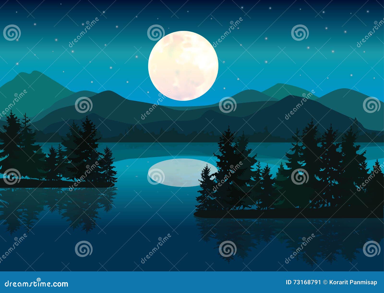 Beautiful Moon , Vector Illustrations Landscape Stock Vector ...