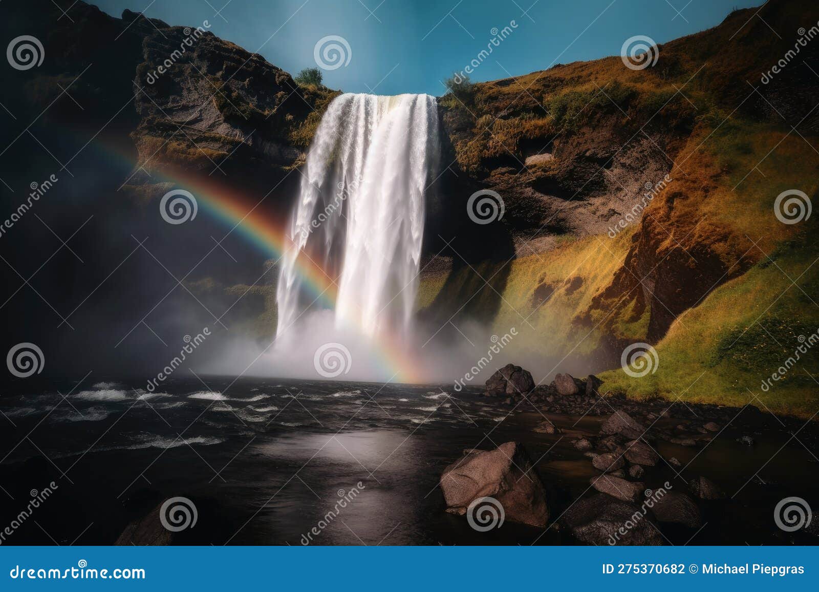 A Beautiful Moonbow in Front of a Waterfall Created with Generative AI ...