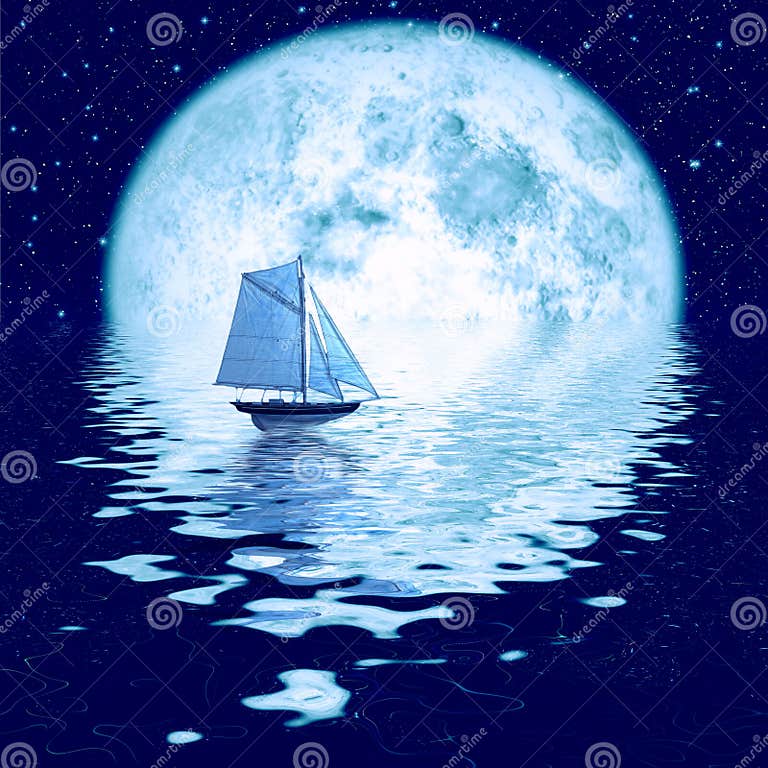 Beautiful moonlight stock illustration. Illustration of month - 7550906