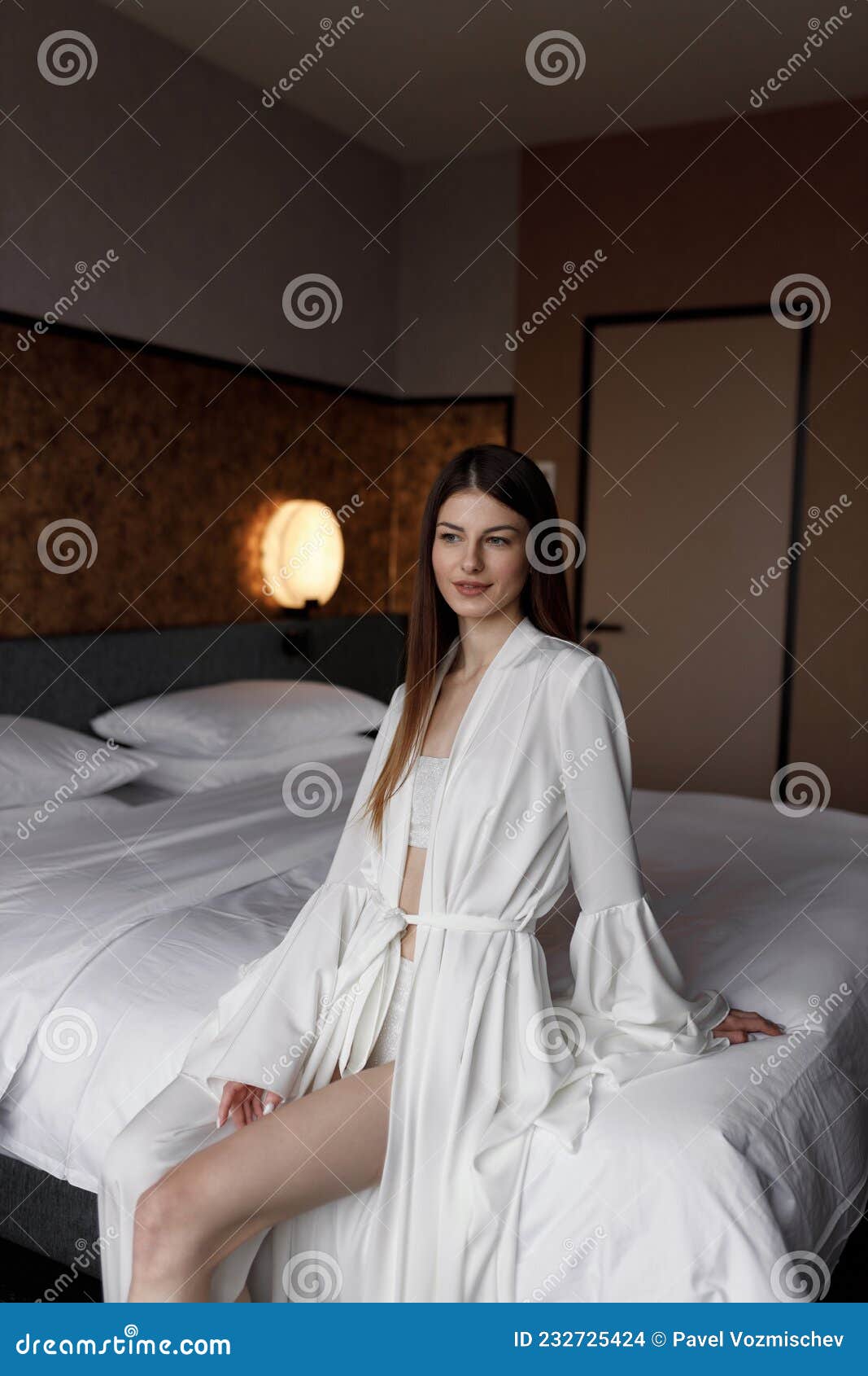 Beautiful Morning Of The Bride In A Light Boudoir Dress In A Hotel On