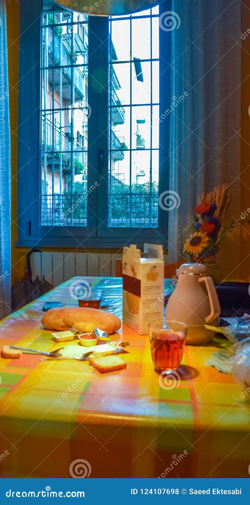 A Beautiful Morning Inside with a Window View with Breakfast on the ...