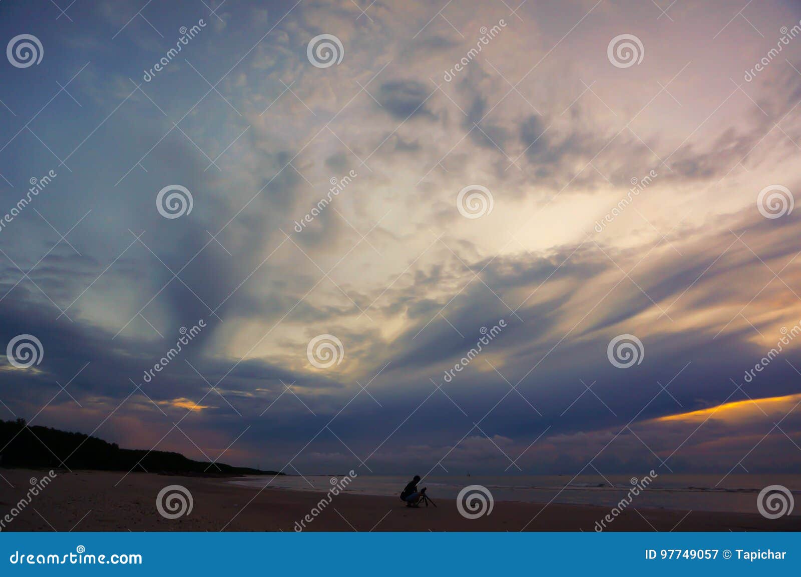Beautiful Morning Sky with Shadow of a Man is Taking Photograph Stock ...
