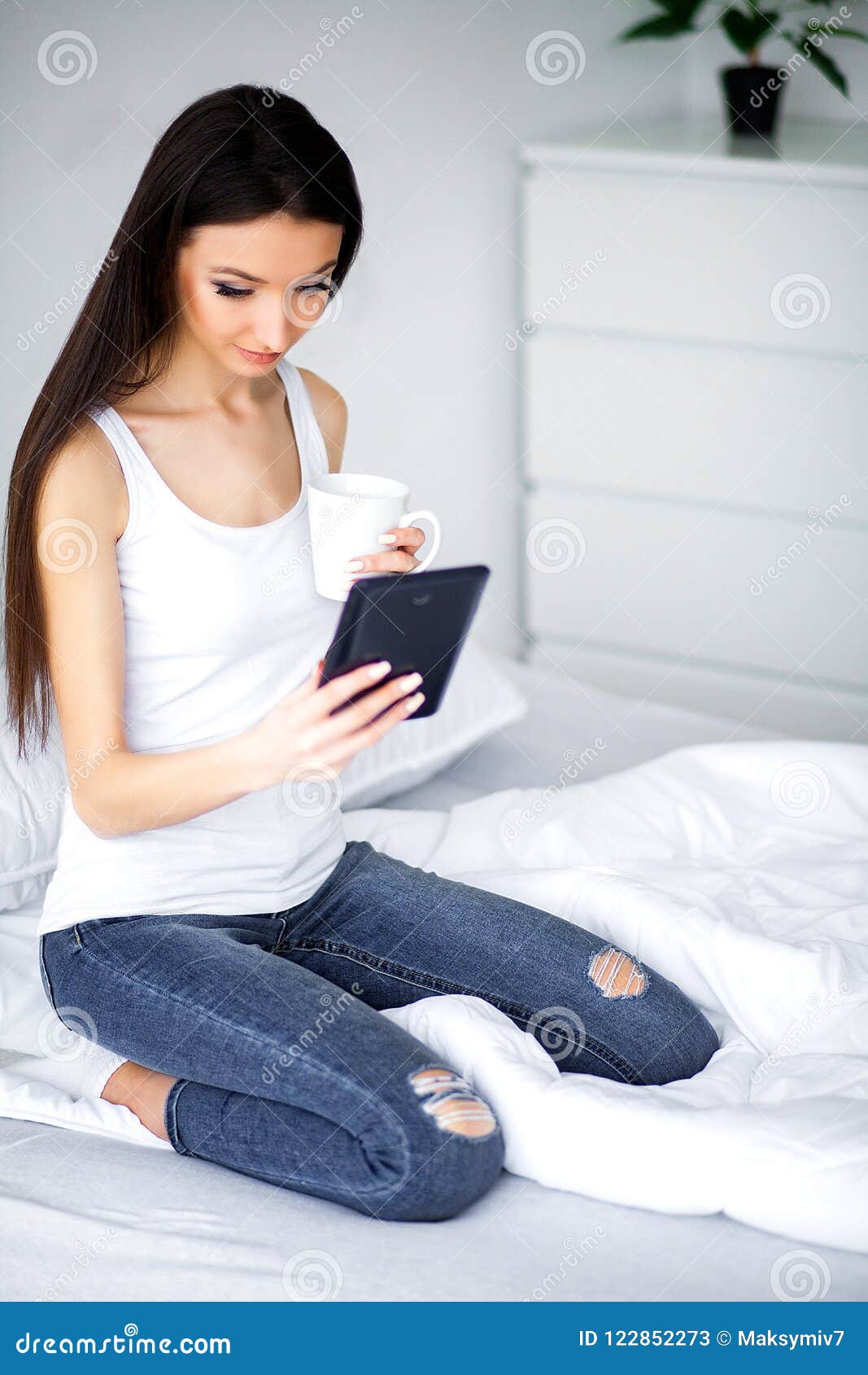 Beautiful Morning. Young Beautiful Smiling Woman Waking Up, at W Stock ... Beautiful Morning. Young Beautiful Smiling Woman Waking Up, at W Stock ...