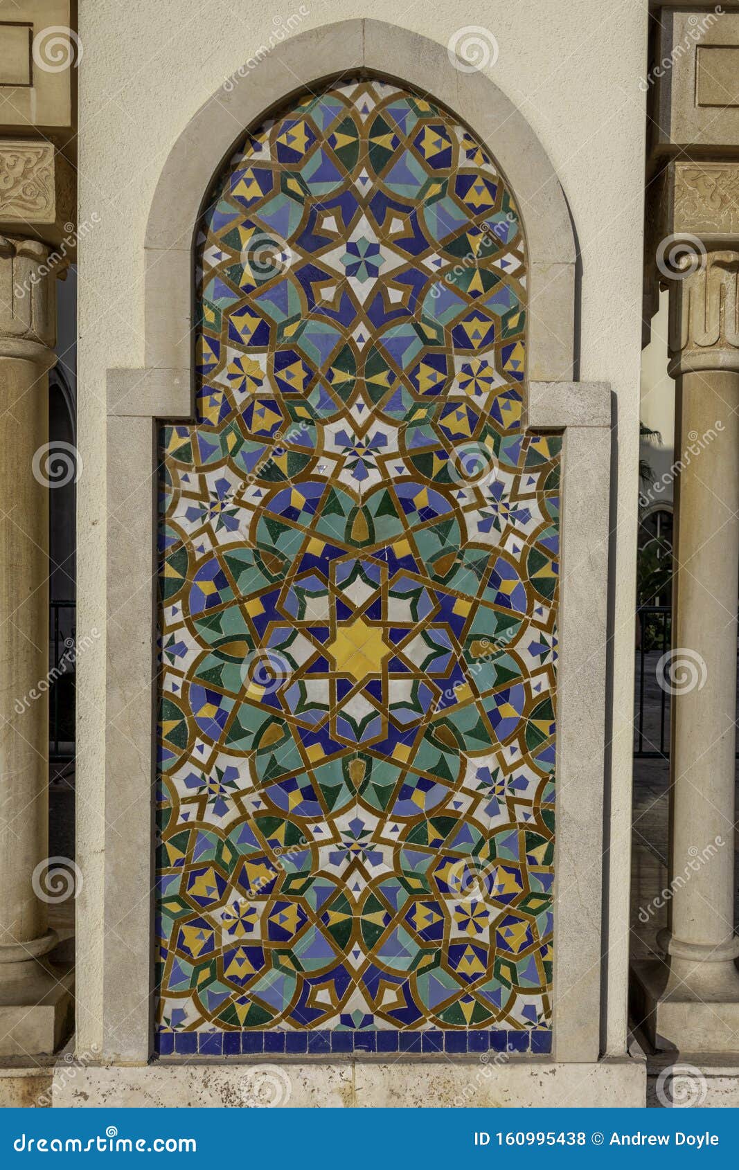 Beautiful Moroccan Ceramic Tiles Creating a Wall Image Stock Photo ...