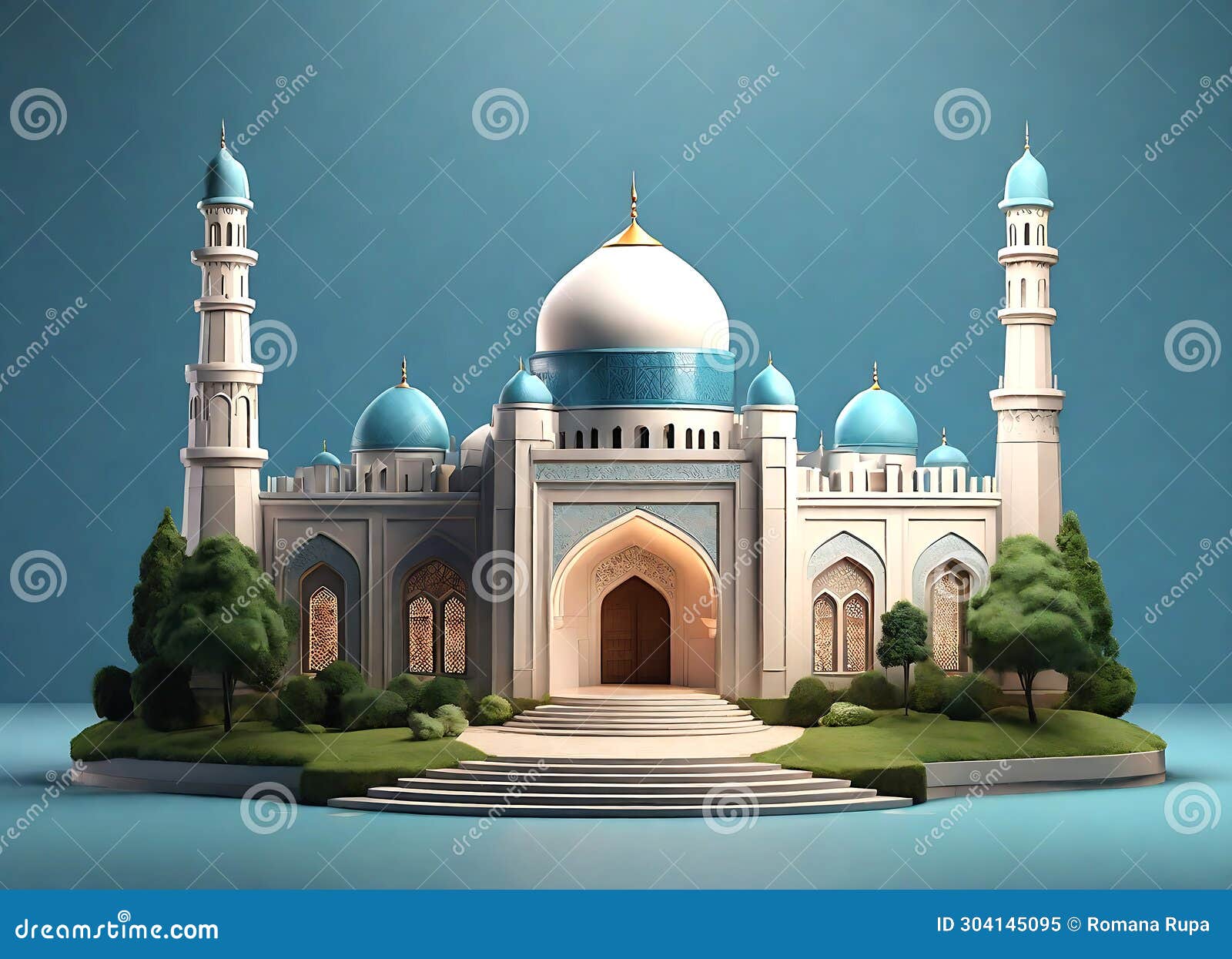 A Beautiful Mosque Ai Generated Stock Illustration - Illustration of ...