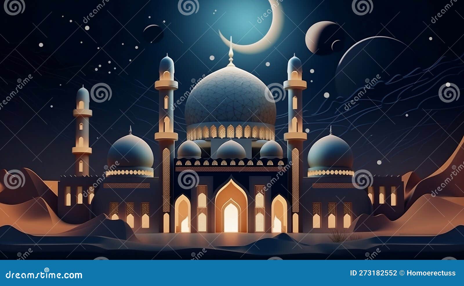 Beautiful Mosque Architecture in the Desert AI Generative Stock ...