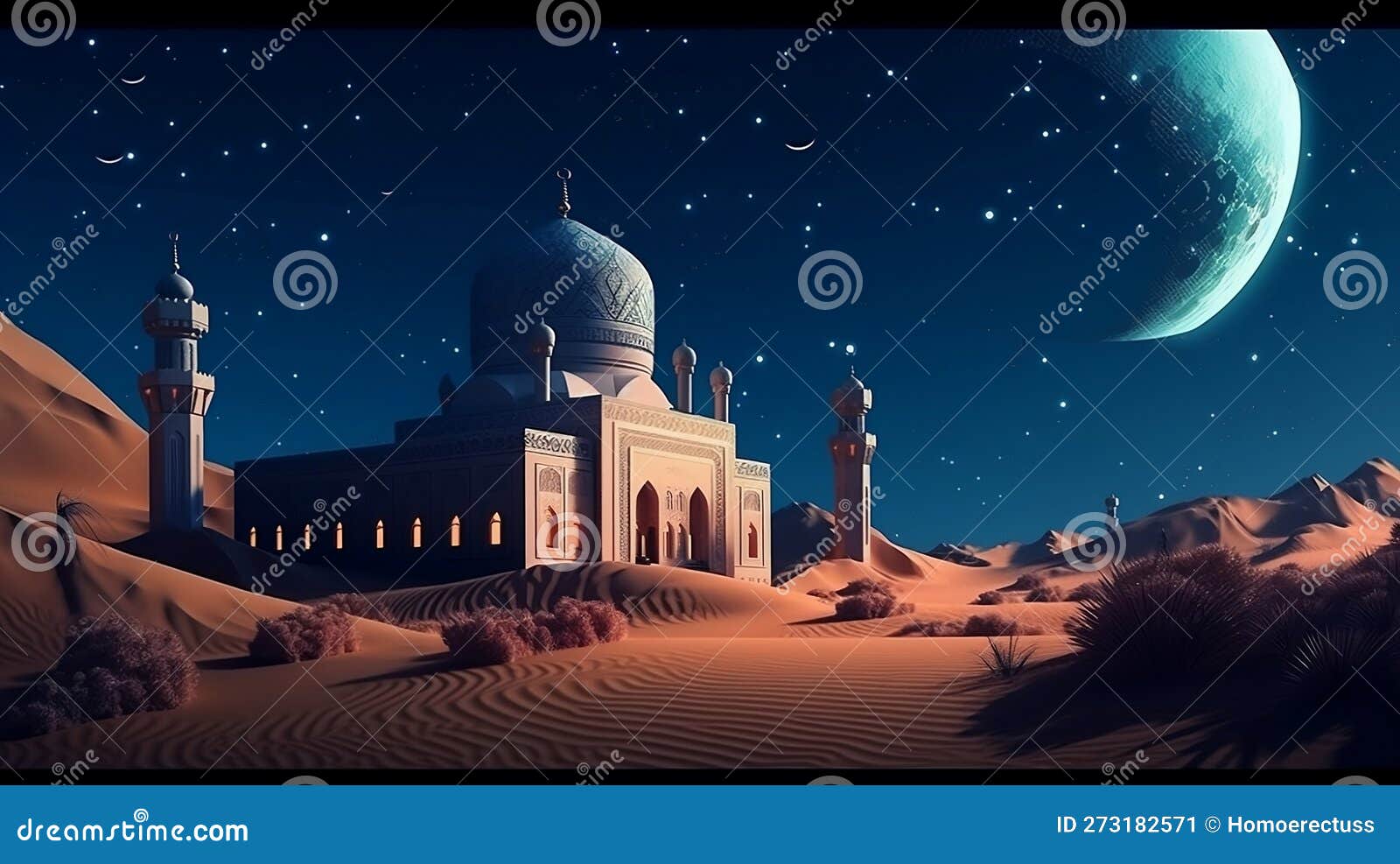 Beautiful Mosque Architecture in the Desert AI Generative Stock ...