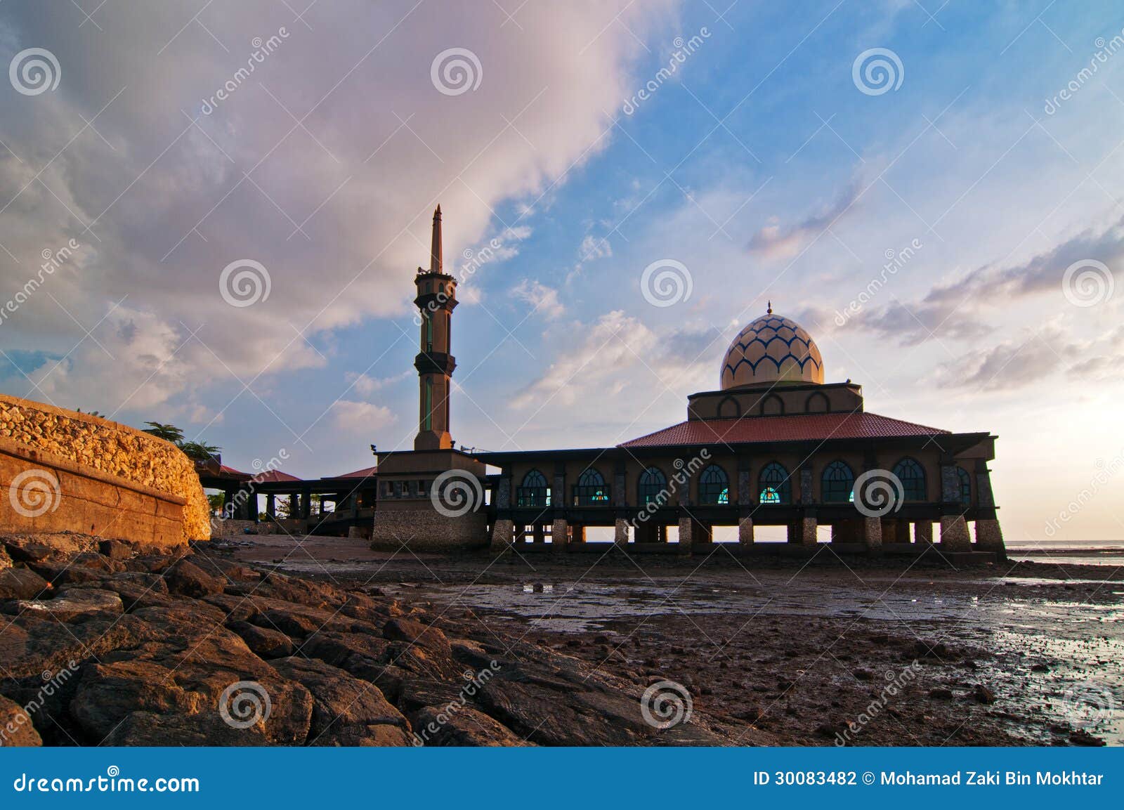 Mosque by the beach stock photo. Image of floating, islam - 30083482