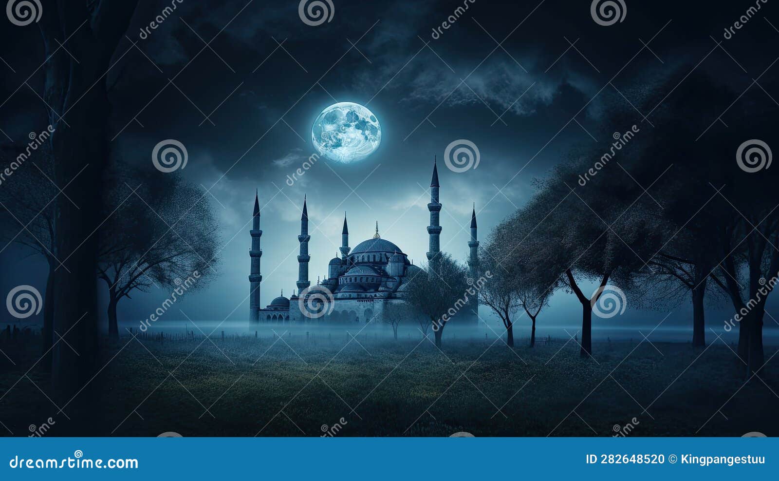Beautiful Mosque Building with Dark Background Stock Illustration ...