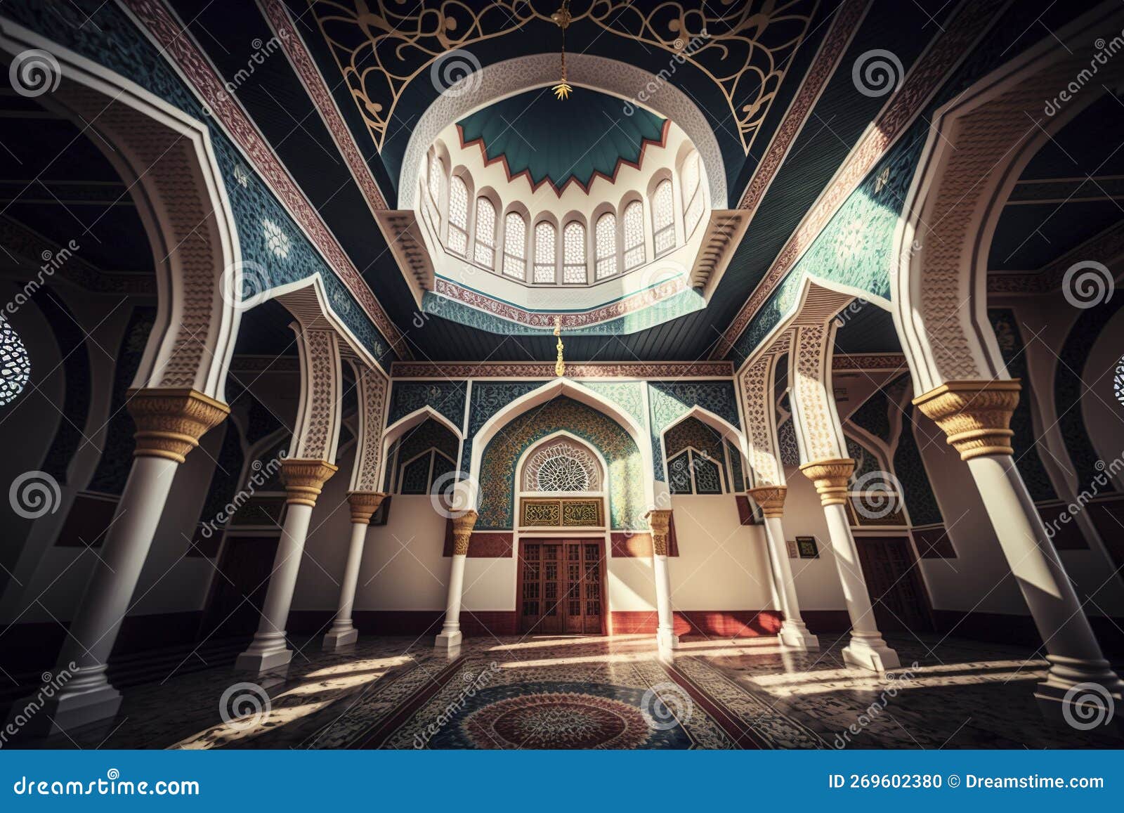 Beautiful Mosque Interior with Sparkling Light Stock Illustration ...