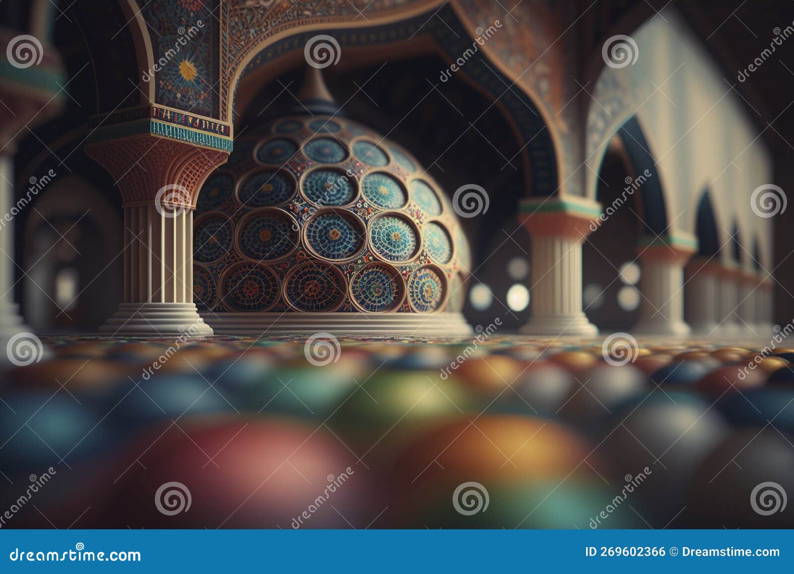 Beautiful Mosque Interior with Sparkling Light Stock Illustration ...