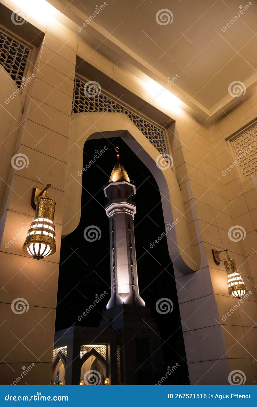 Beautiful Mosque at night stock photo. Image of darkness - 262521516