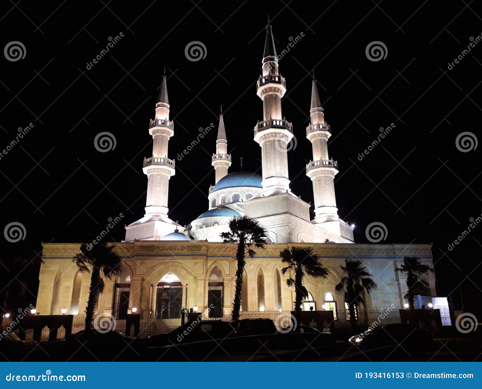 Beautiful Mosque night stock image. Image of night, beautiful - 193416153