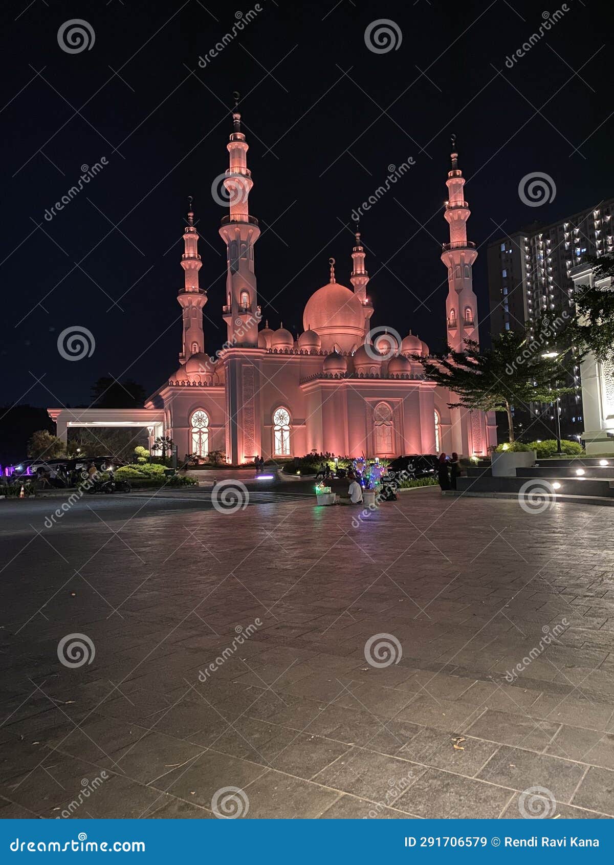 Beautiful and Beautiful Mosque at Night Stock Image - Image of landmark ...