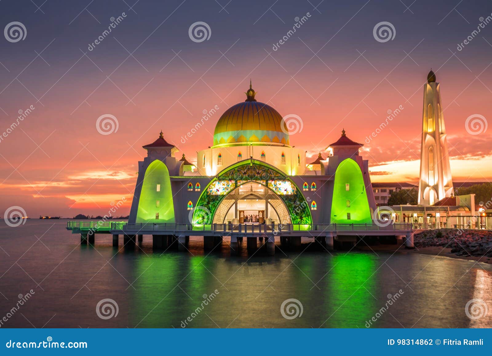 Beautiful Mosque during Sunset Stock Photo - Image of summer, clouds ...
