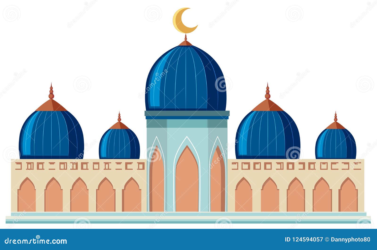 Beautiful Mosque And Cresent Moon On Blue Mosque Shadow Background ...