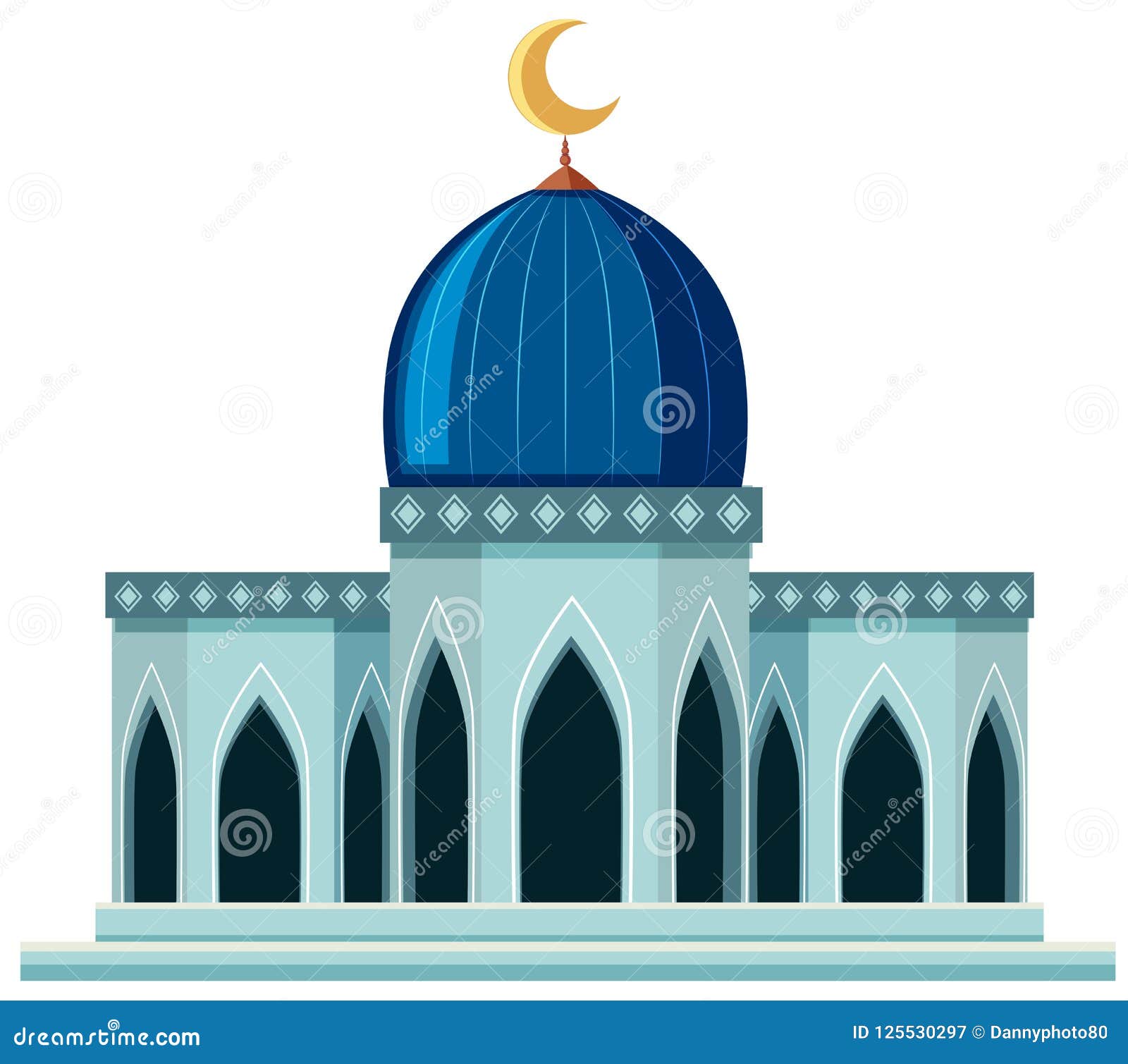 Beautiful Mosque And Cresent Moon On Blue Mosque Shadow Background ...