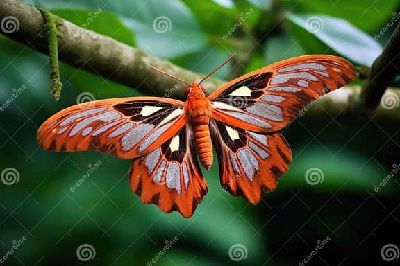 Beautiful Moth with Unique Wing Patterns on a Branch Stock Illustration ...