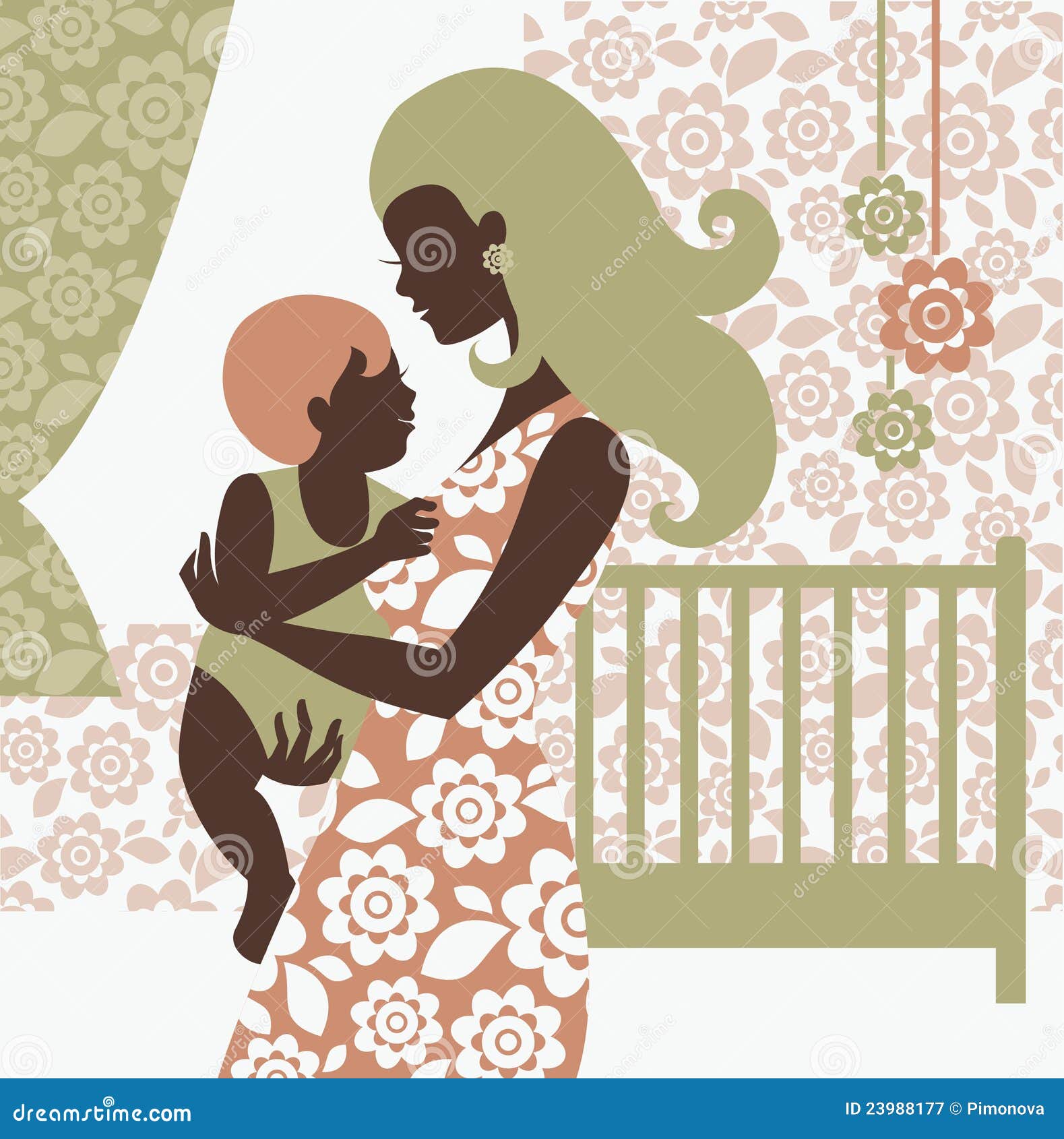 Pretty Background Baby Cradle Girl Stock Illustrations – 16 Pretty ...