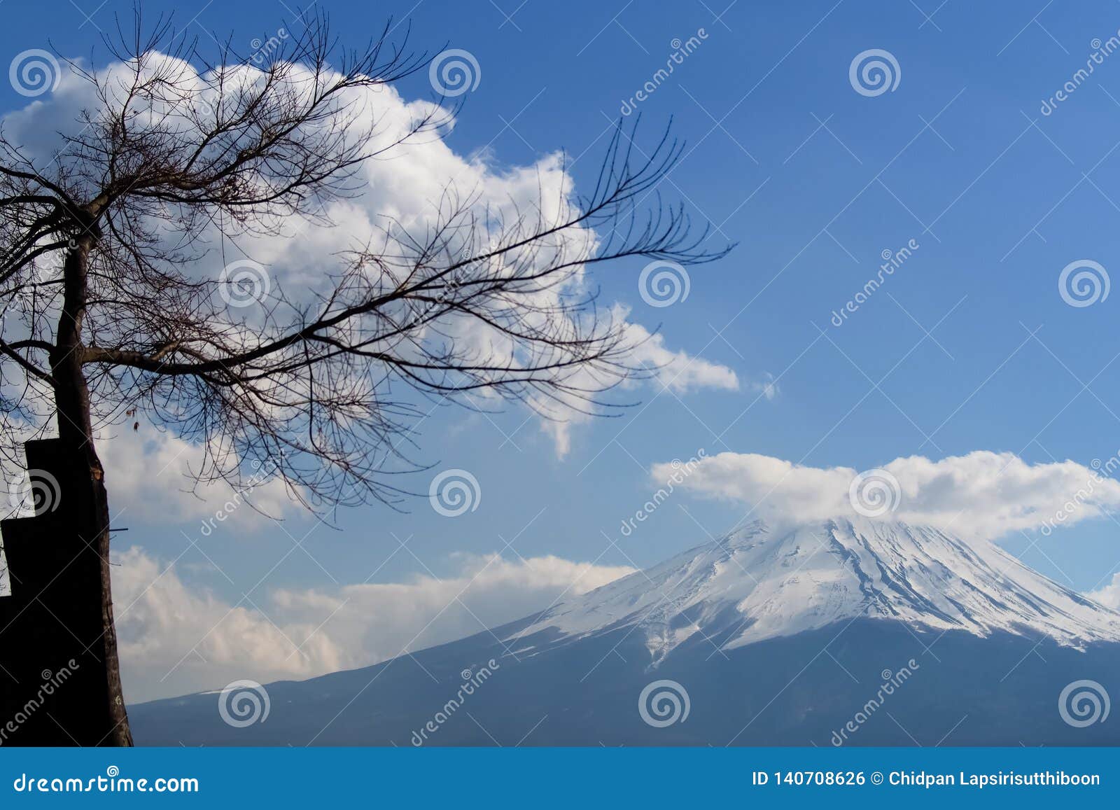 A Beautiful of Mountain Fuji, Fuji-san in the Blue Sky and Clouds As ...