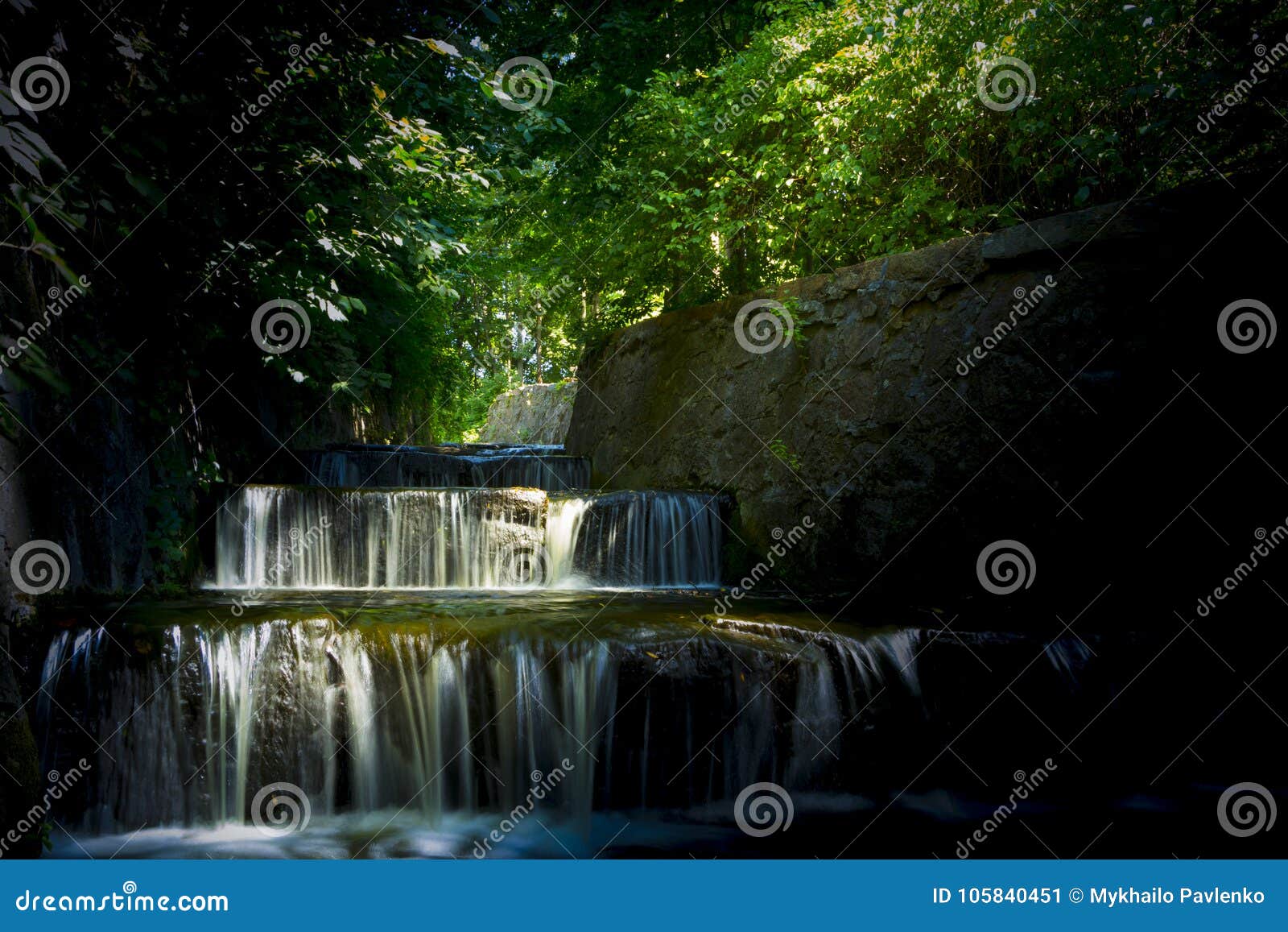 Beautiful Mountain Forest Stream, with Reflection in Water Stock Image ...