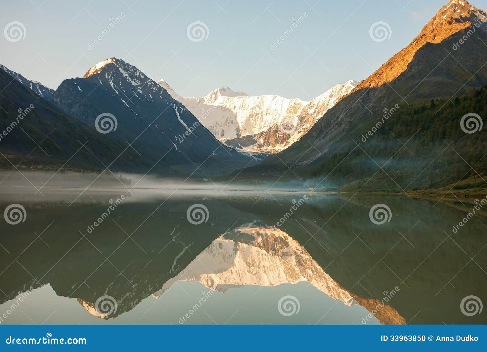Beautiful Mountain Lake with Reflection of Nearest Mountains Stock ...