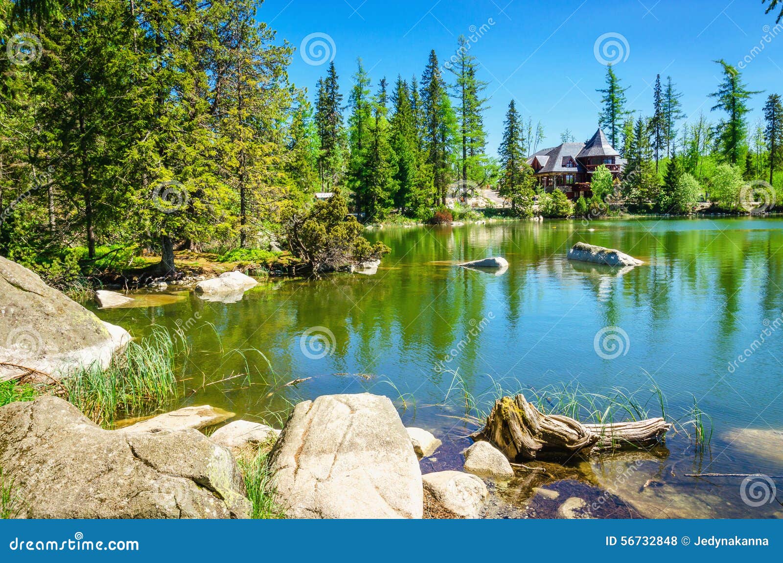 Beautiful Mountain Lake with Stones in Foreground Stock Photo - Image ...