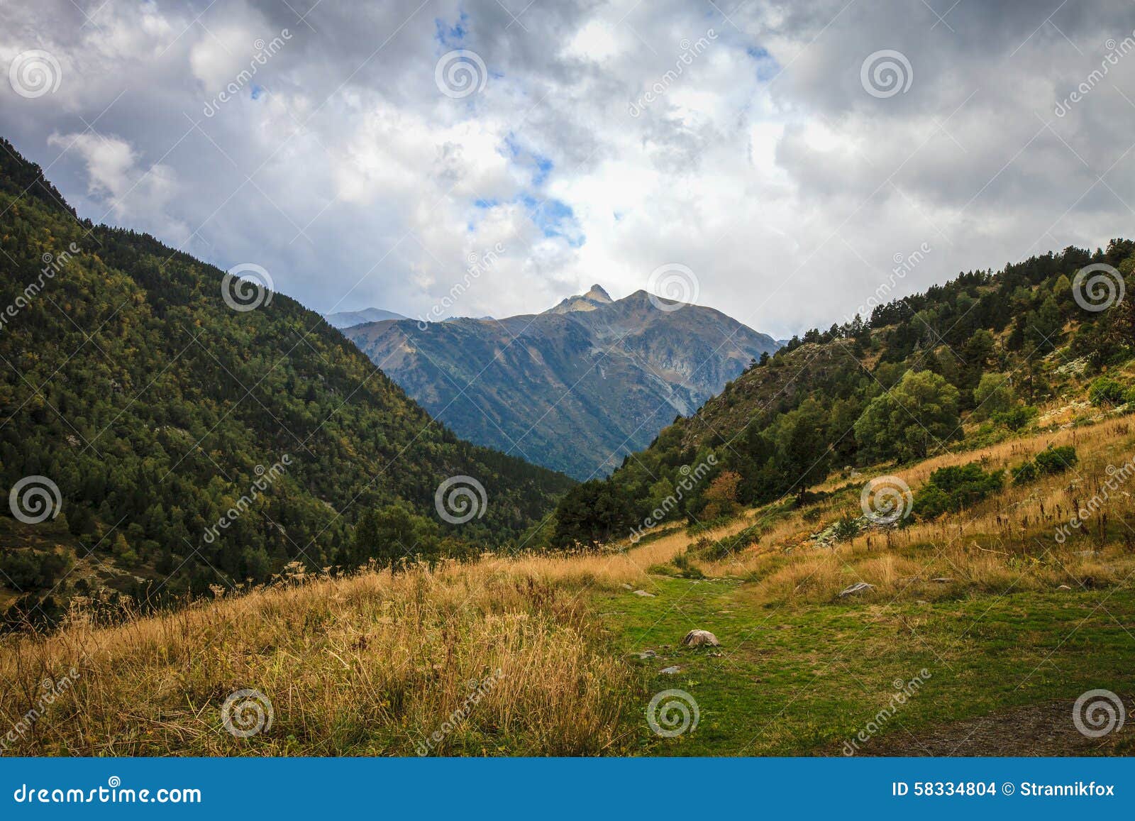 Beautiful Mountain Landscape in Andorra. Mountain and Clouds Stock ...